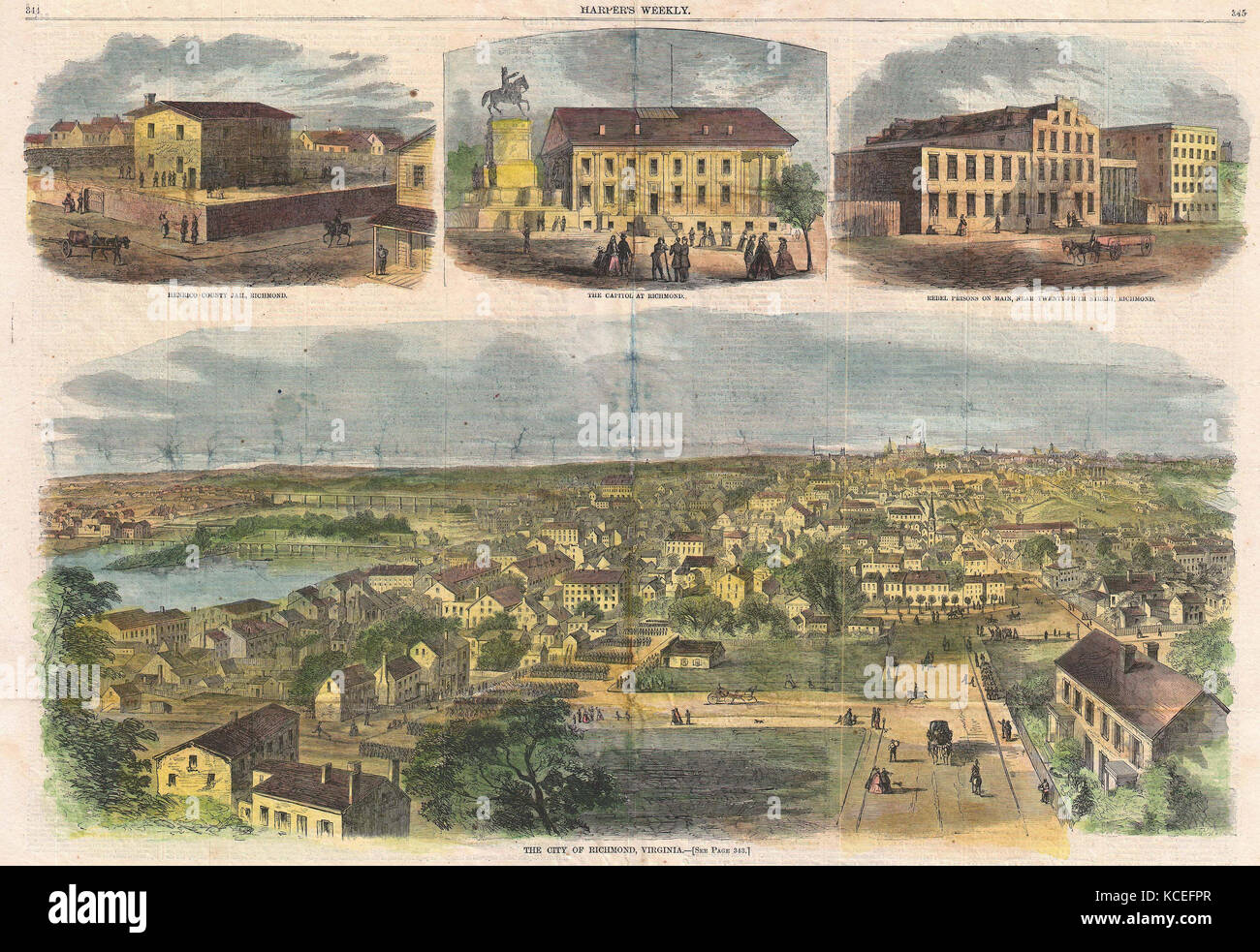 1862, Harper's Weekly Civil War View of Richmond, Virginia Stock Photo ...