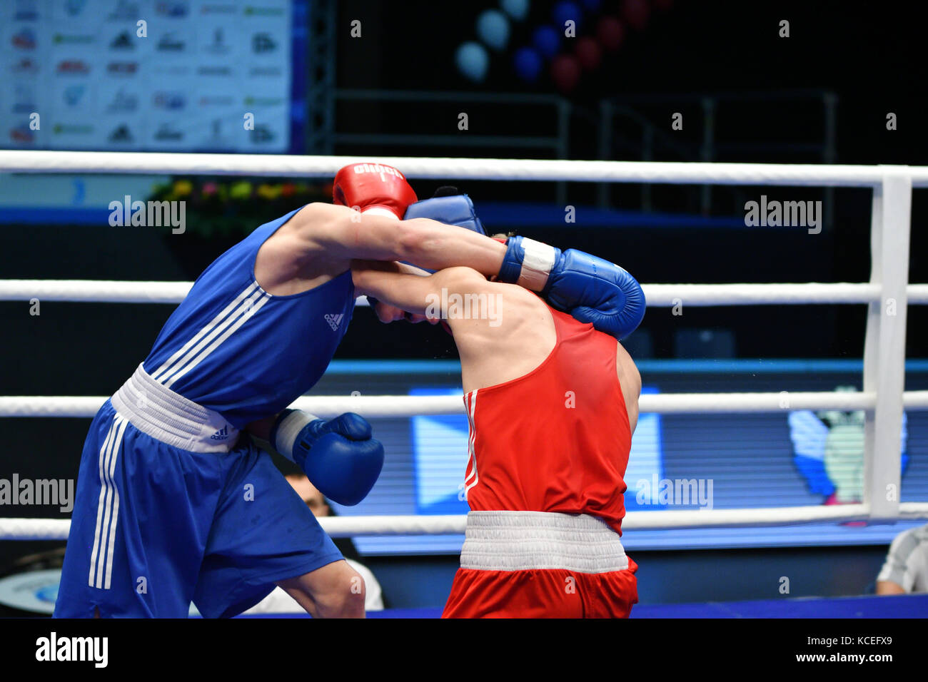 Orenburg, Russia-May 7, 2017 year: Boys boxers compete in the ...