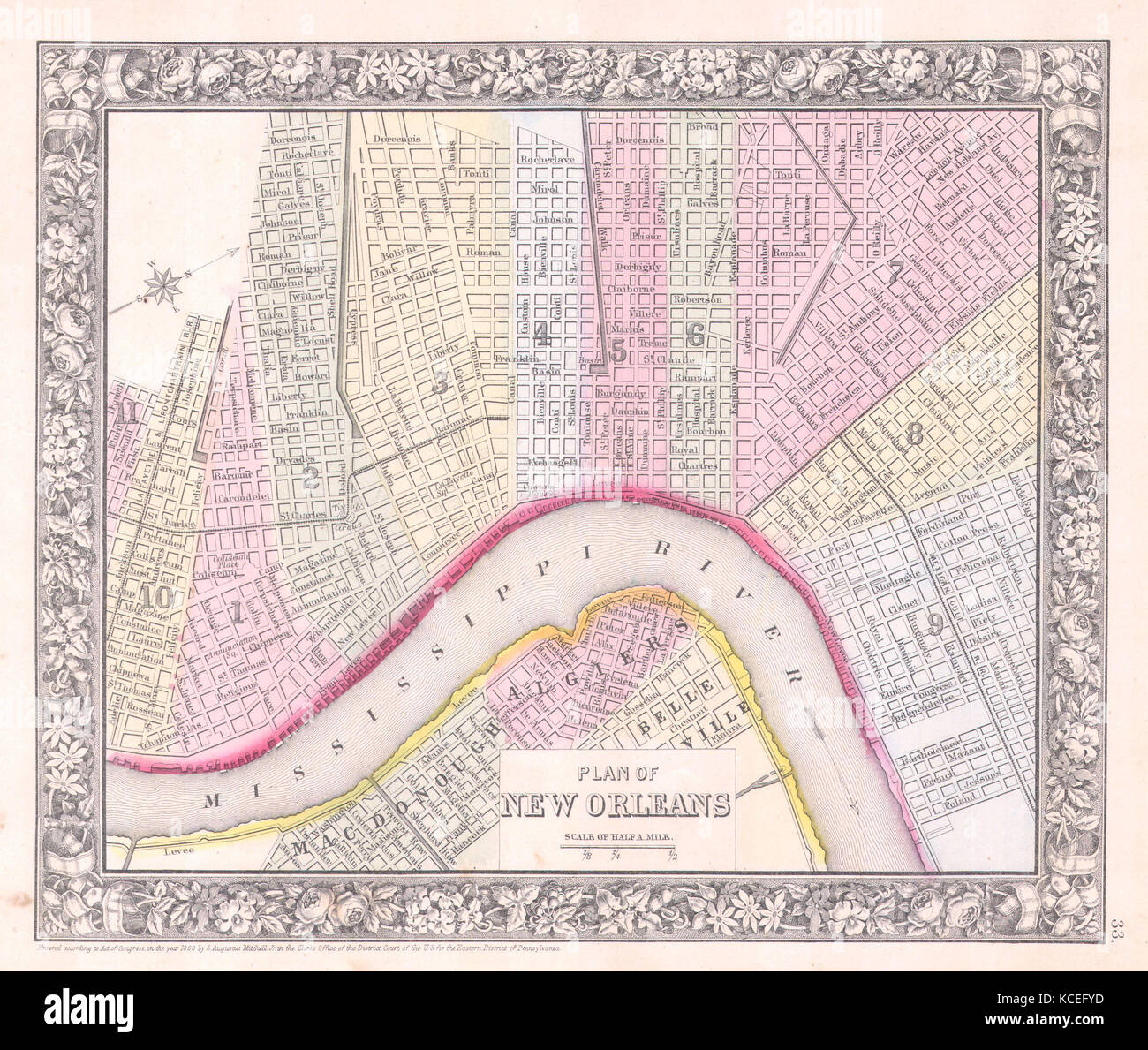 1864, Mitchell Map of New Orleans, Louisiana Stock Photo - Alamy