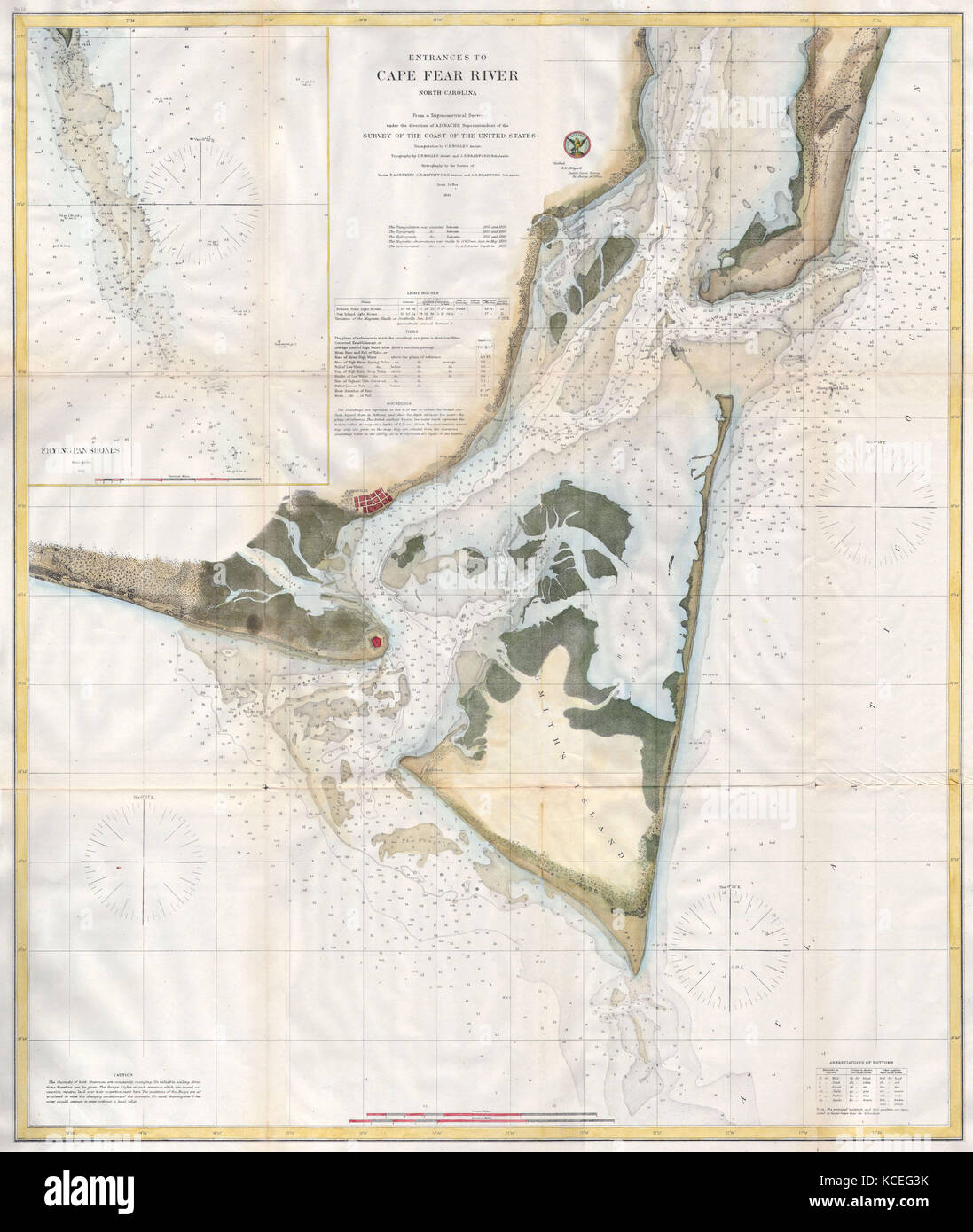 1866, U.S.C.S. Map of Cape Fear and Vicinity, North Carolina Stock ...
