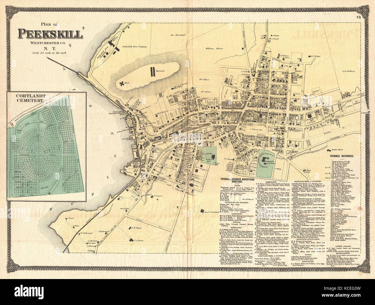 1867, Beers Map of Peekskill, Westchester, New York Stock Photo - Alamy