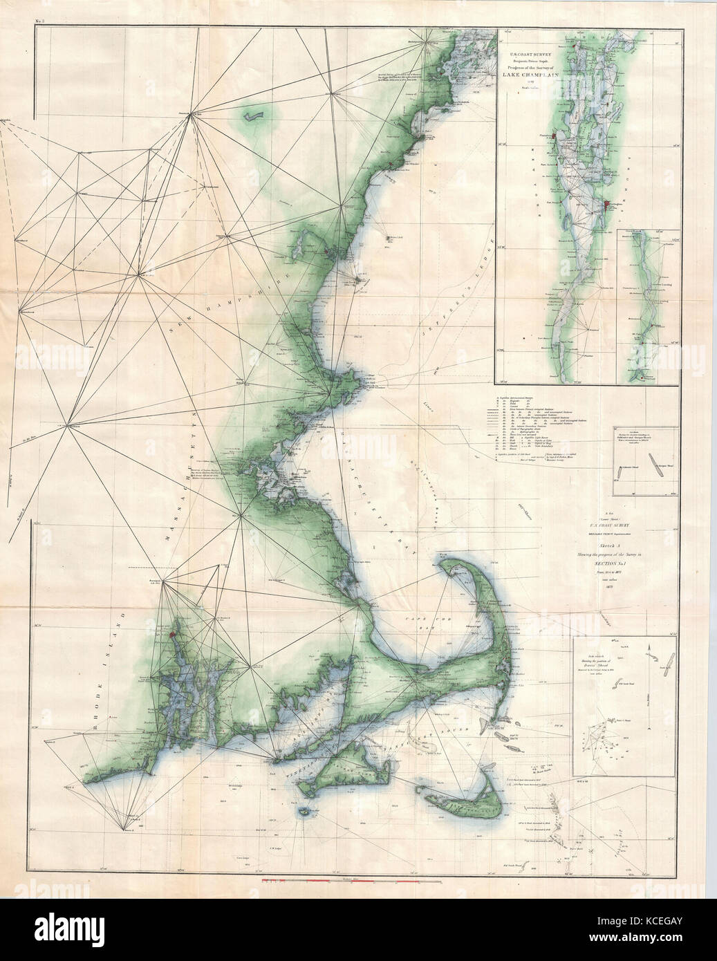 1873, U.S. Coast Survey Chart of Map of Cape Cod, Nantucket, Marthas ...