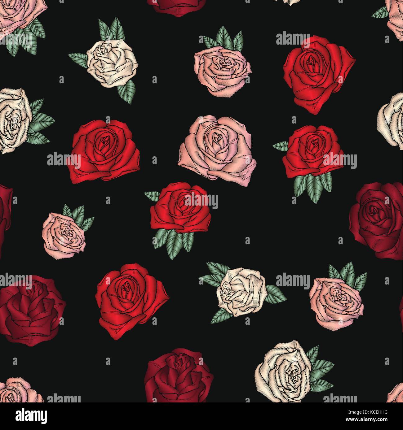 Embroidery seamless pattern with roses Stock Vector Image & Art - Alamy