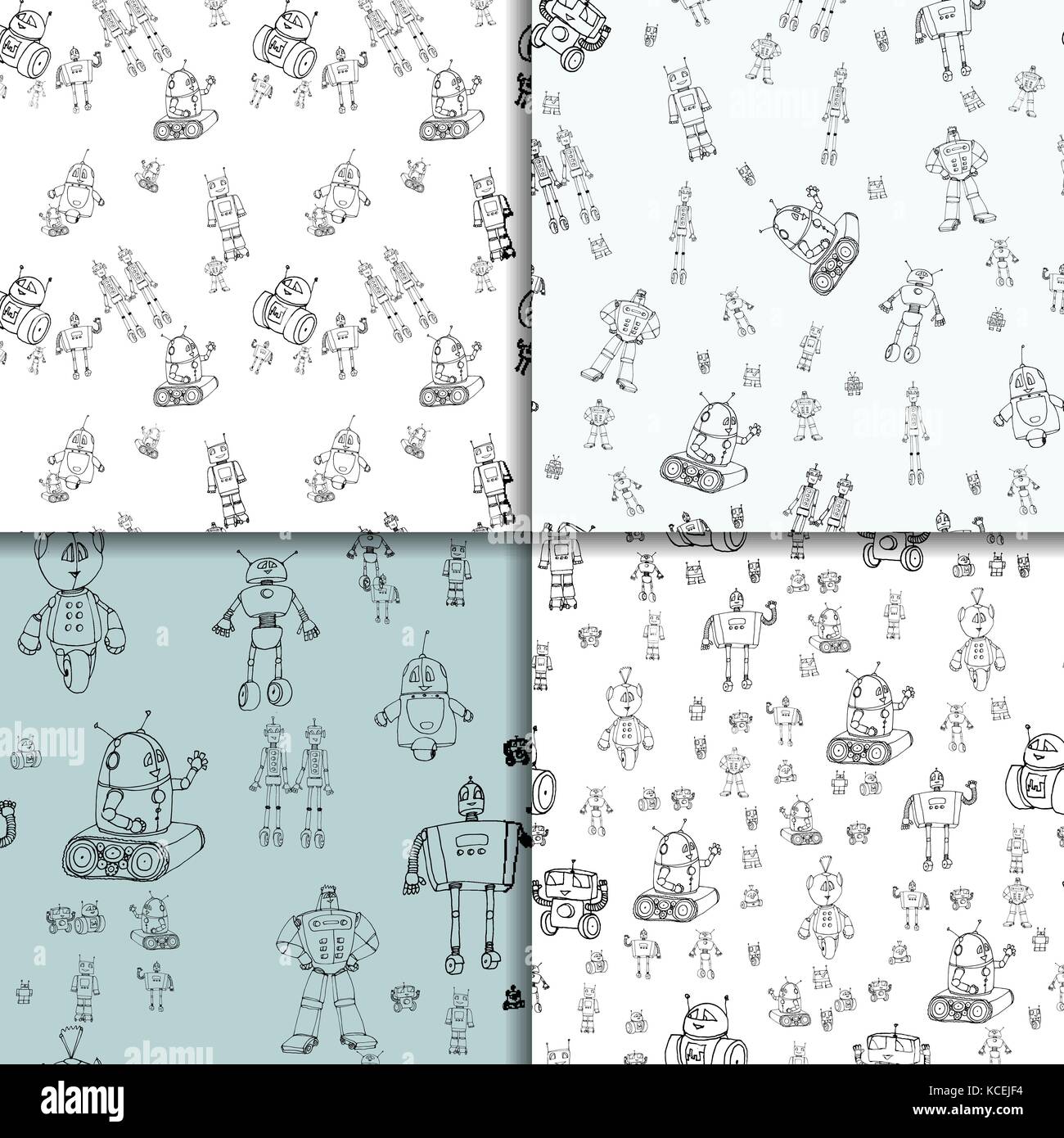 Robot doodles pattern set Stock Vector Image & Art - Alamy