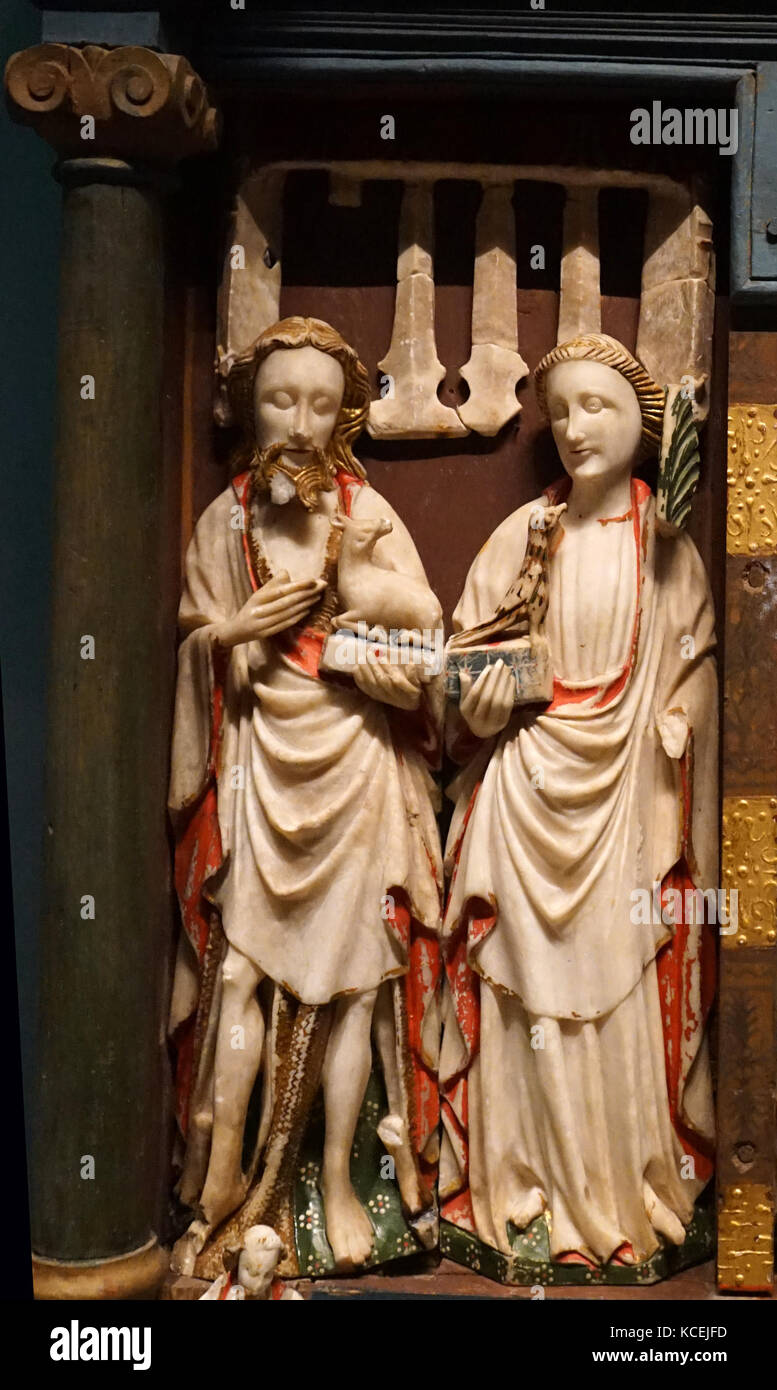 English alabaster altarpiece. Kirkjubaer church. Southeast Iceland ...