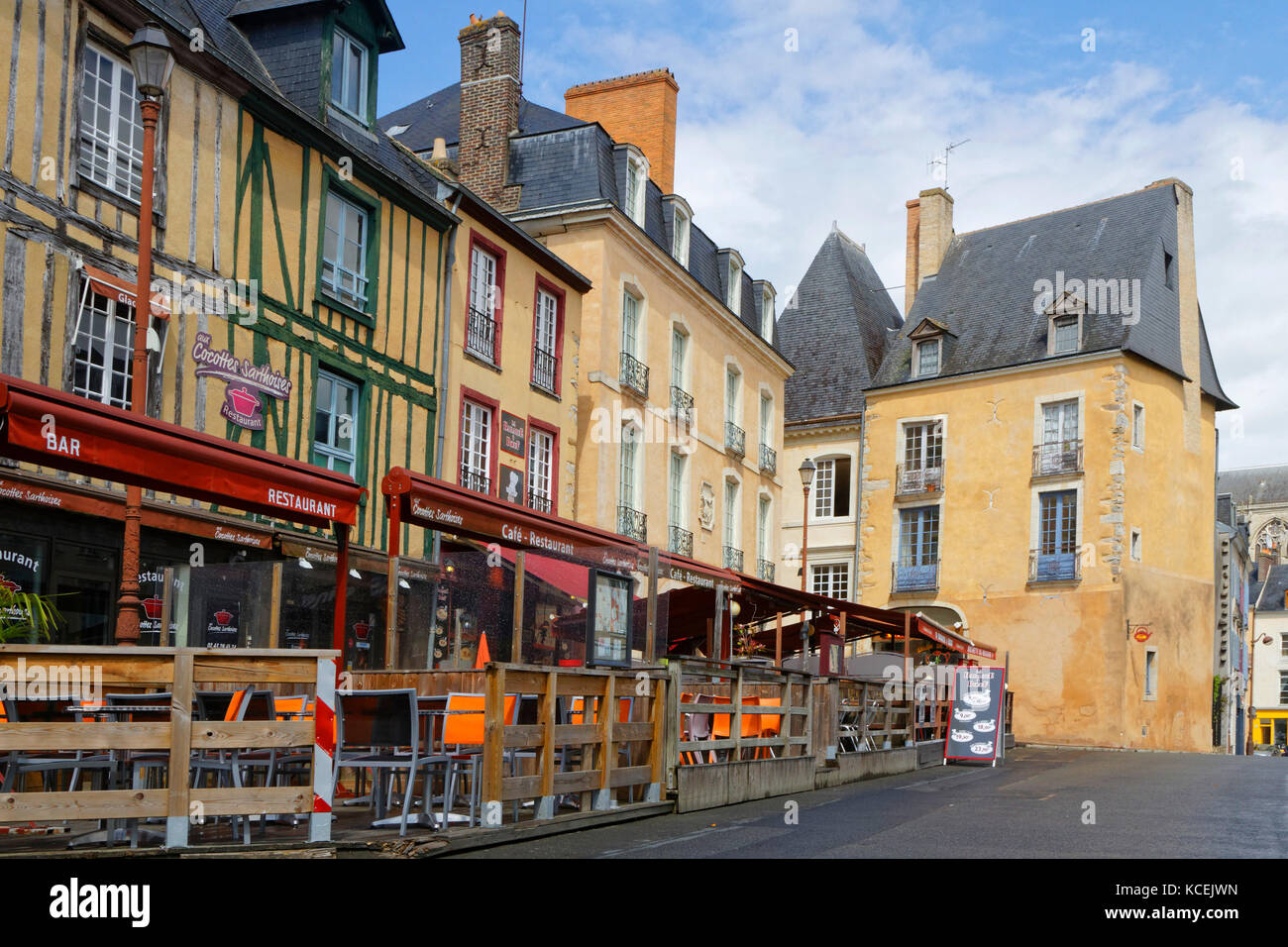 LE MANS, FRANCE, April 28, 2017 : Old street in city center of Le Mans ...