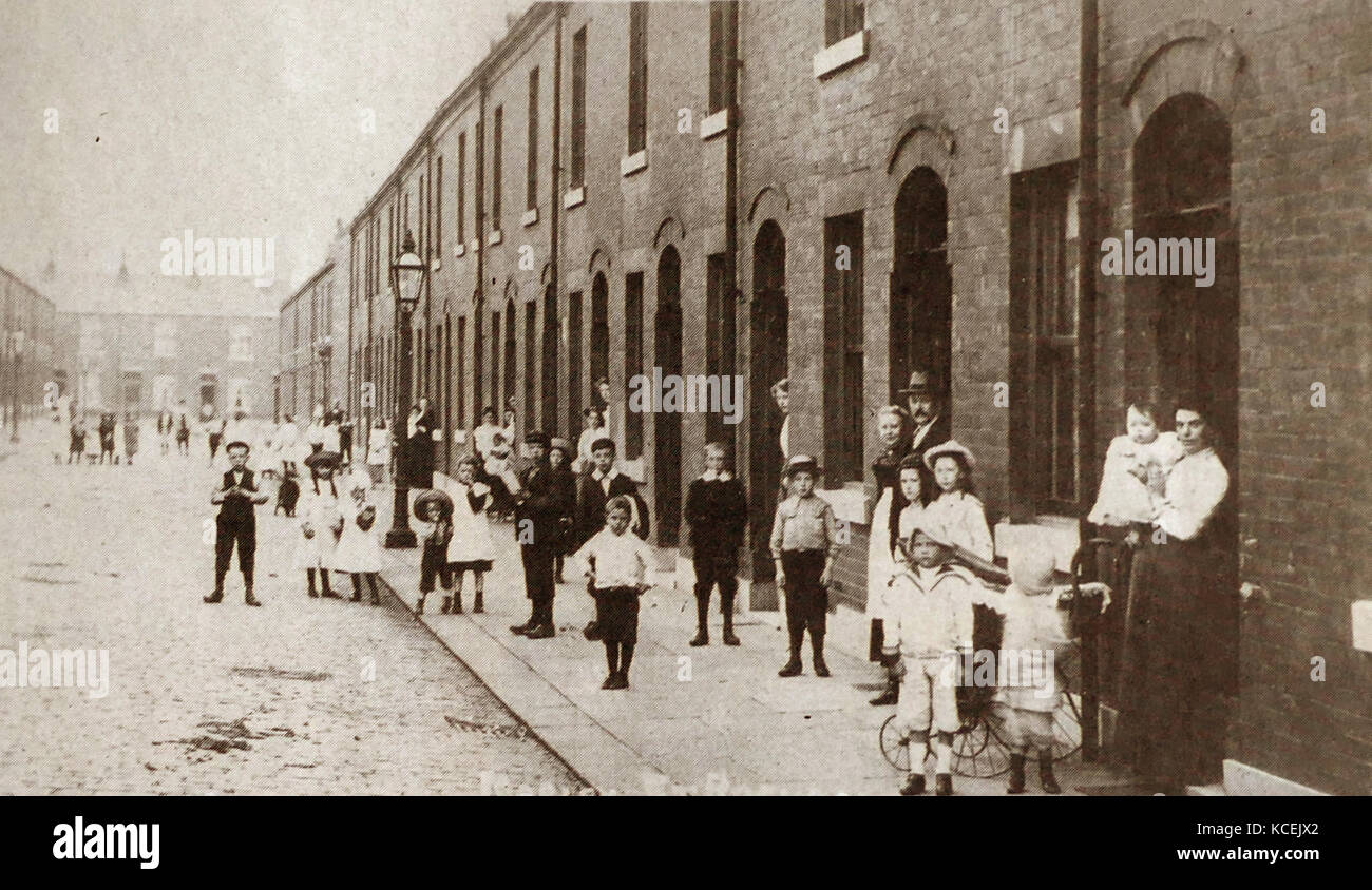 Moreley Street, Rochdale, England, showing terraced houses of working ...