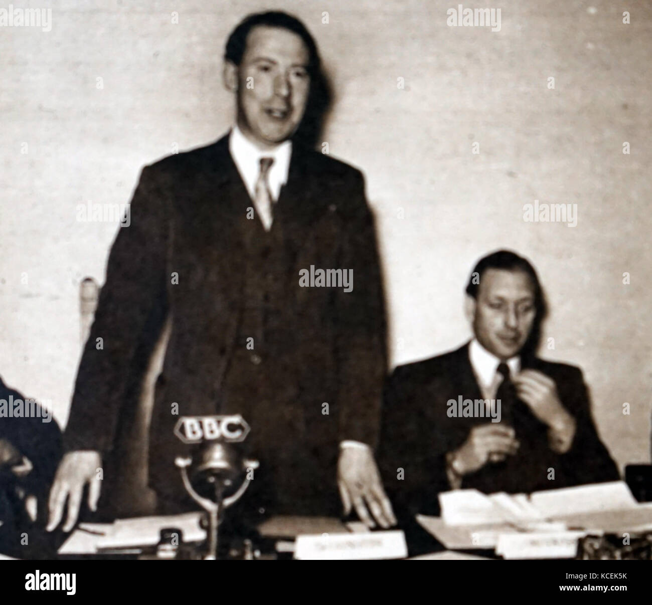 Photograph of Hugh Gaitskell announcing the return of petrol for ...