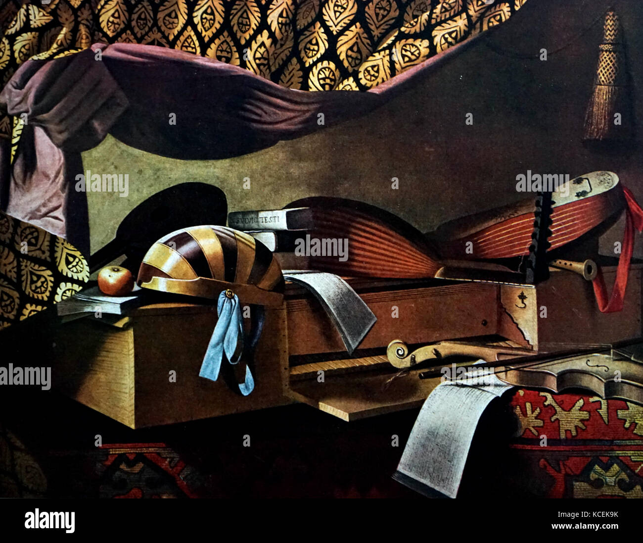 Painting titled 'Instruments de musique' by Evaristo Baschenis (1617 ...