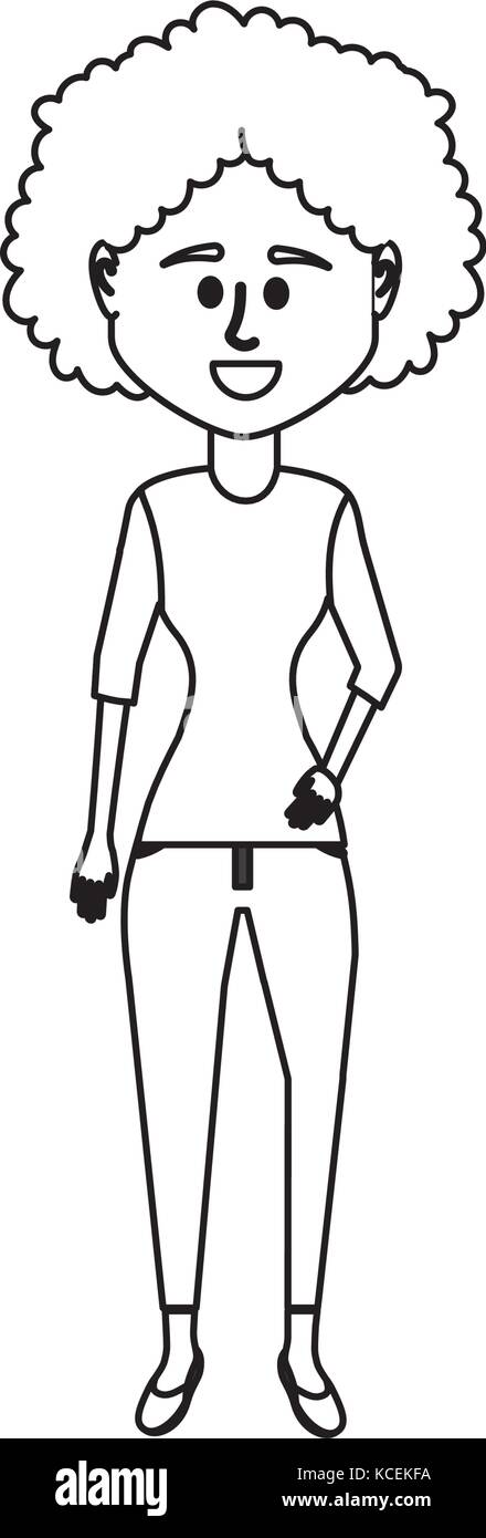 line woman with hairstyle design and clothes Stock Vector Image & Art ...