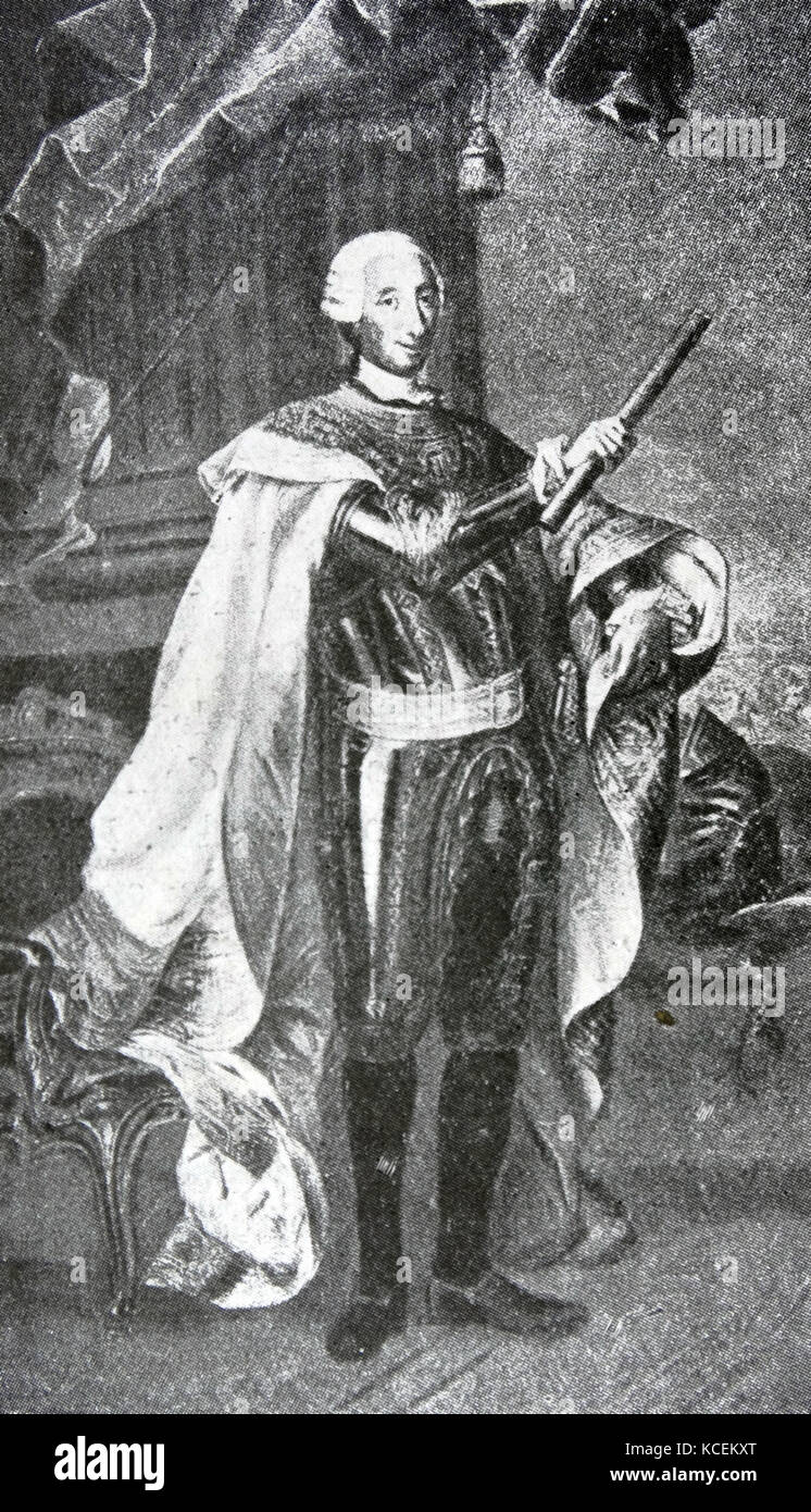 Engraved portrait of King Charles III of Spain (1716-1788) King of ...