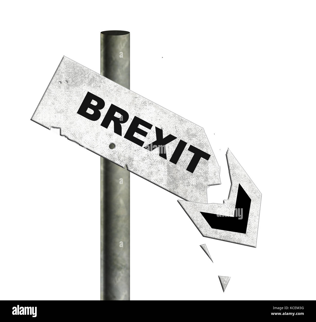 Broken sign post for split Stock Photo - Alamy