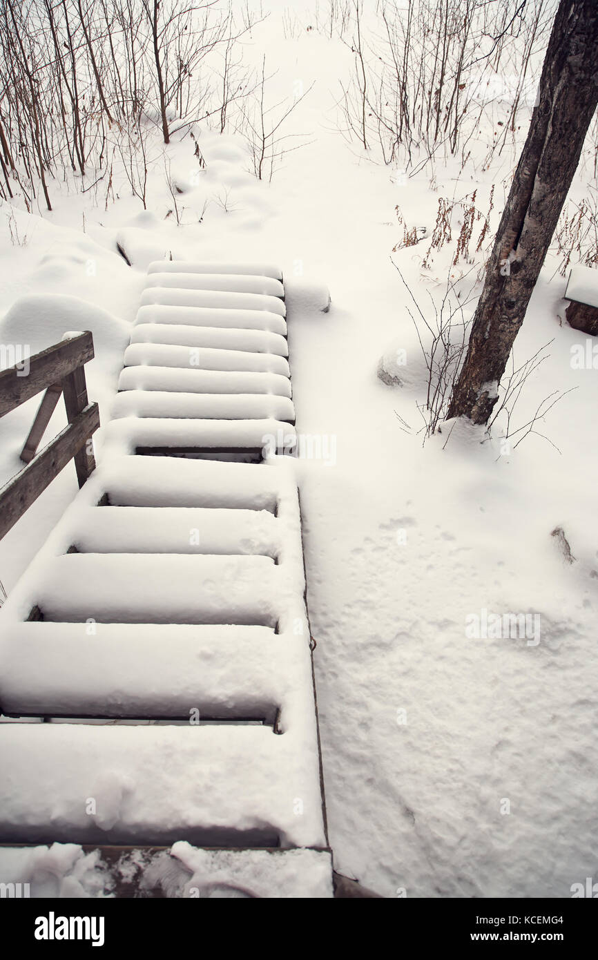 stairs covered with snow Stock Photo - Alamy