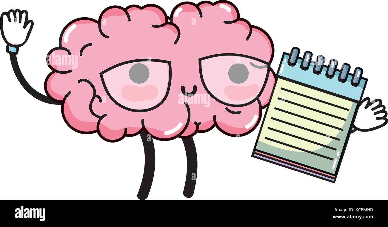kawaii happy brain with notebook tool Stock Vector Image & Art - Alamy