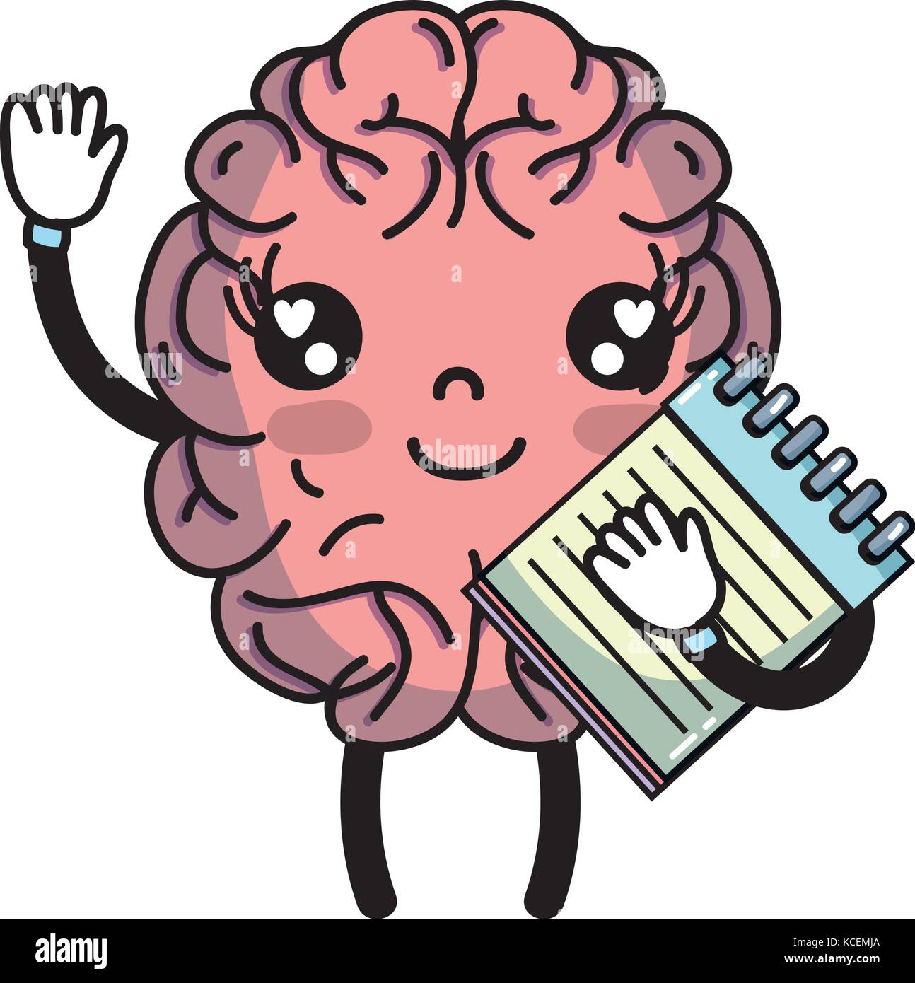 kawaii happy brain with notebook tool Stock Vector Image & Art - Alamy