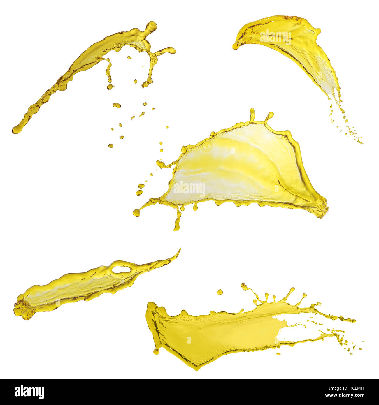 Elegant collection of isolated oil splashes over white background Stock ...