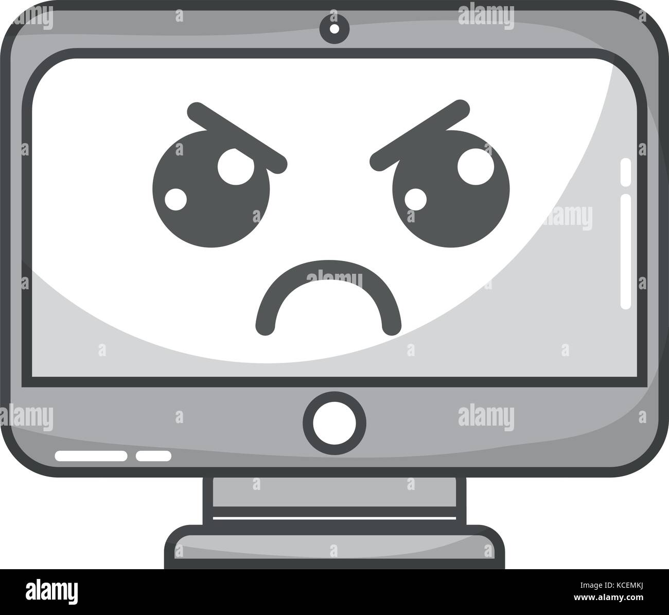 grayscale kawaii cute angry screen monitor Stock Vector Image & Art - Alamy