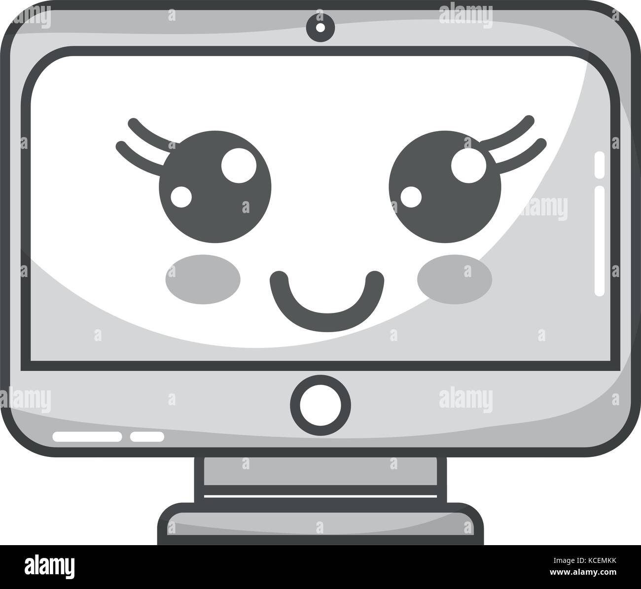 grayscale kawaii cute happy screen monitor Stock Vector Image & Art - Alamy