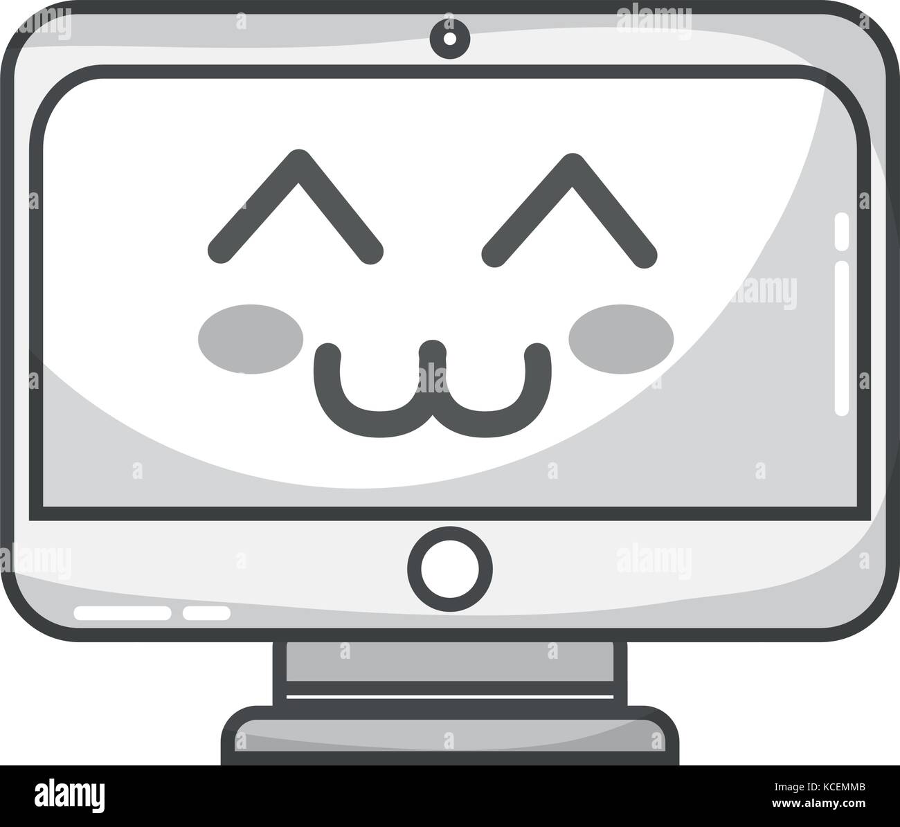 grayscale kawaii cute happy screen monitor Stock Vector Image & Art - Alamy