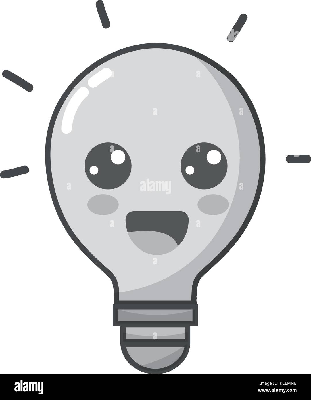 grayscale kawaii cute happy bulb idea Stock Vector Image & Art - Alamy