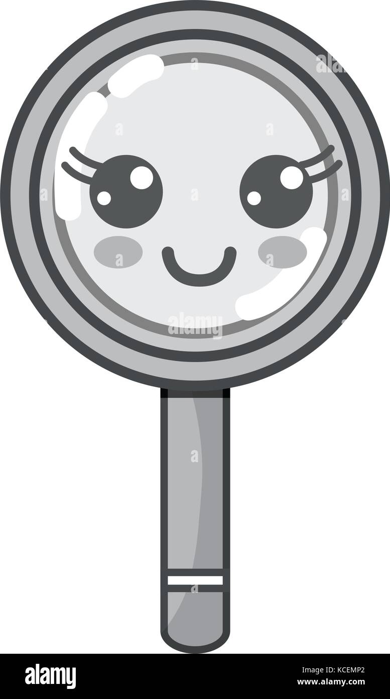 grayscale kawaii cute happy magnifying glass Stock Vector Image & Art ...