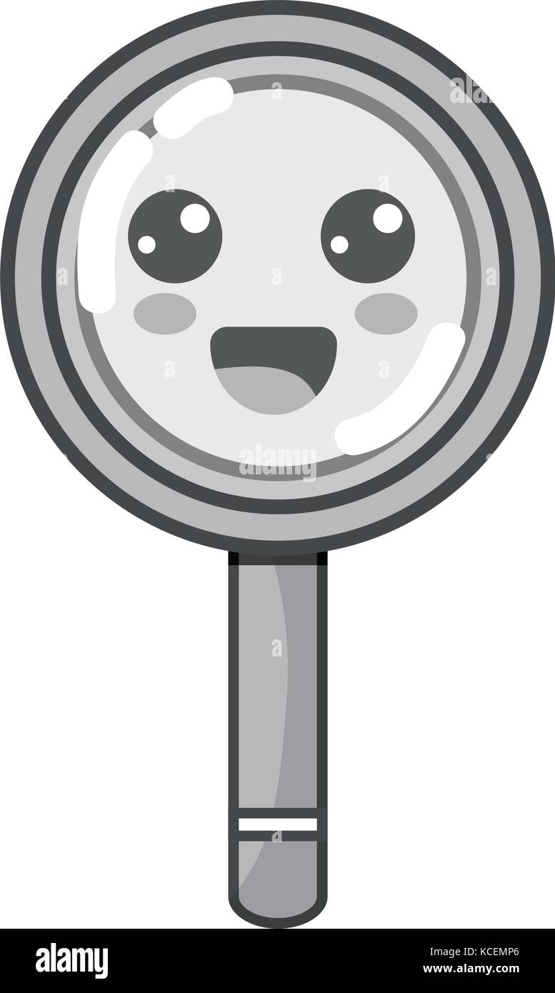 grayscale kawaii cute happy magnifying glass Stock Vector Image & Art ...