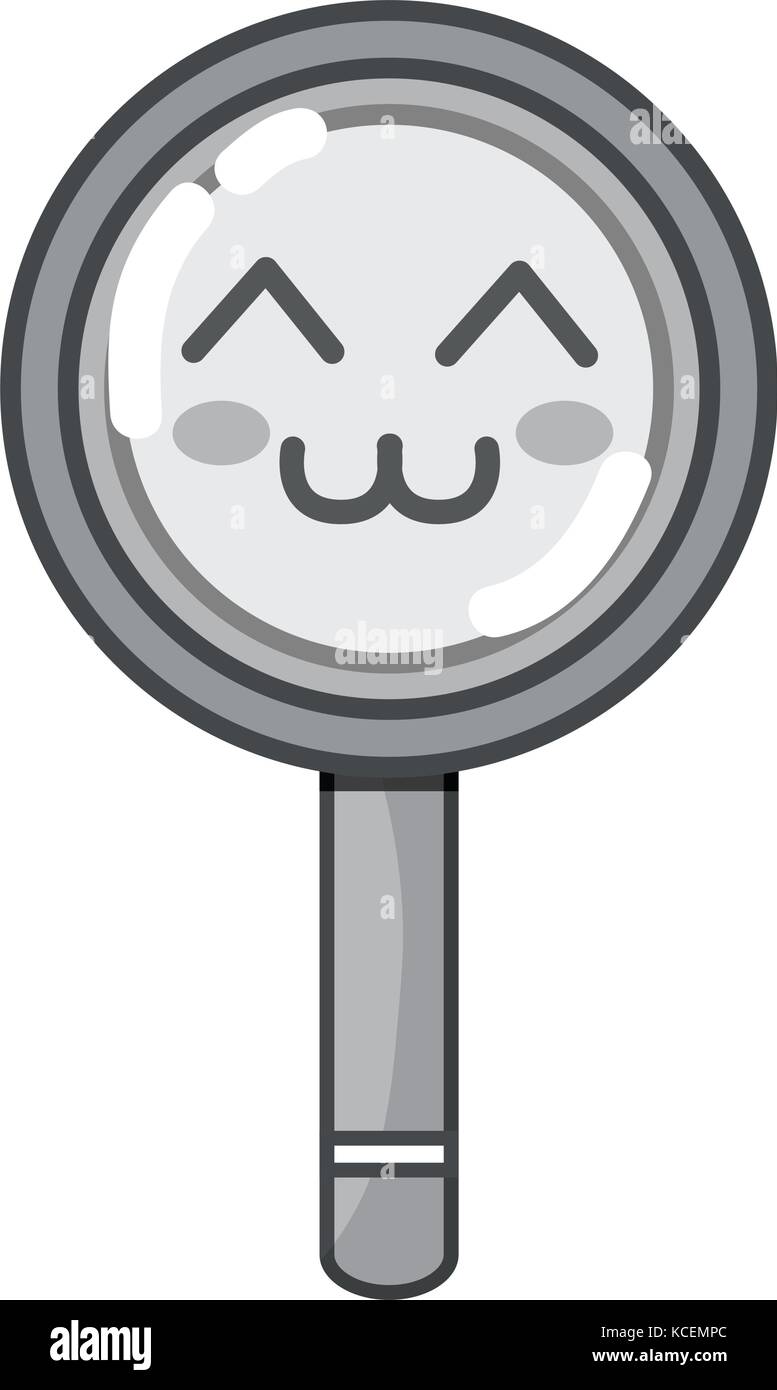 grayscale kawaii cute happy magnifying glass Stock Vector Image & Art ...