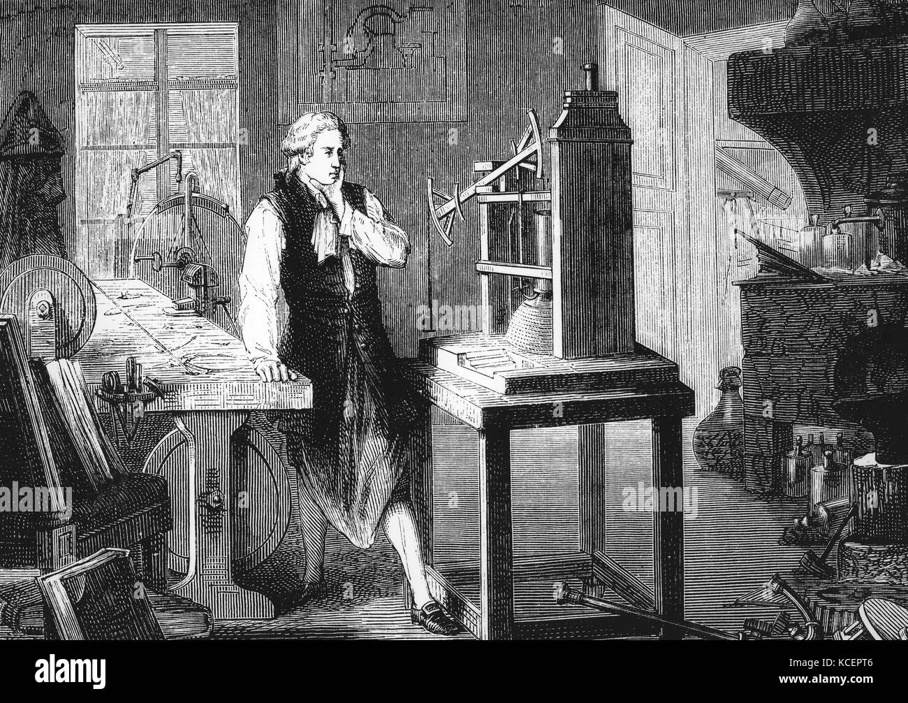 Portrait of James Watt (1736-1819) a Scottish inventor, mechanical ...