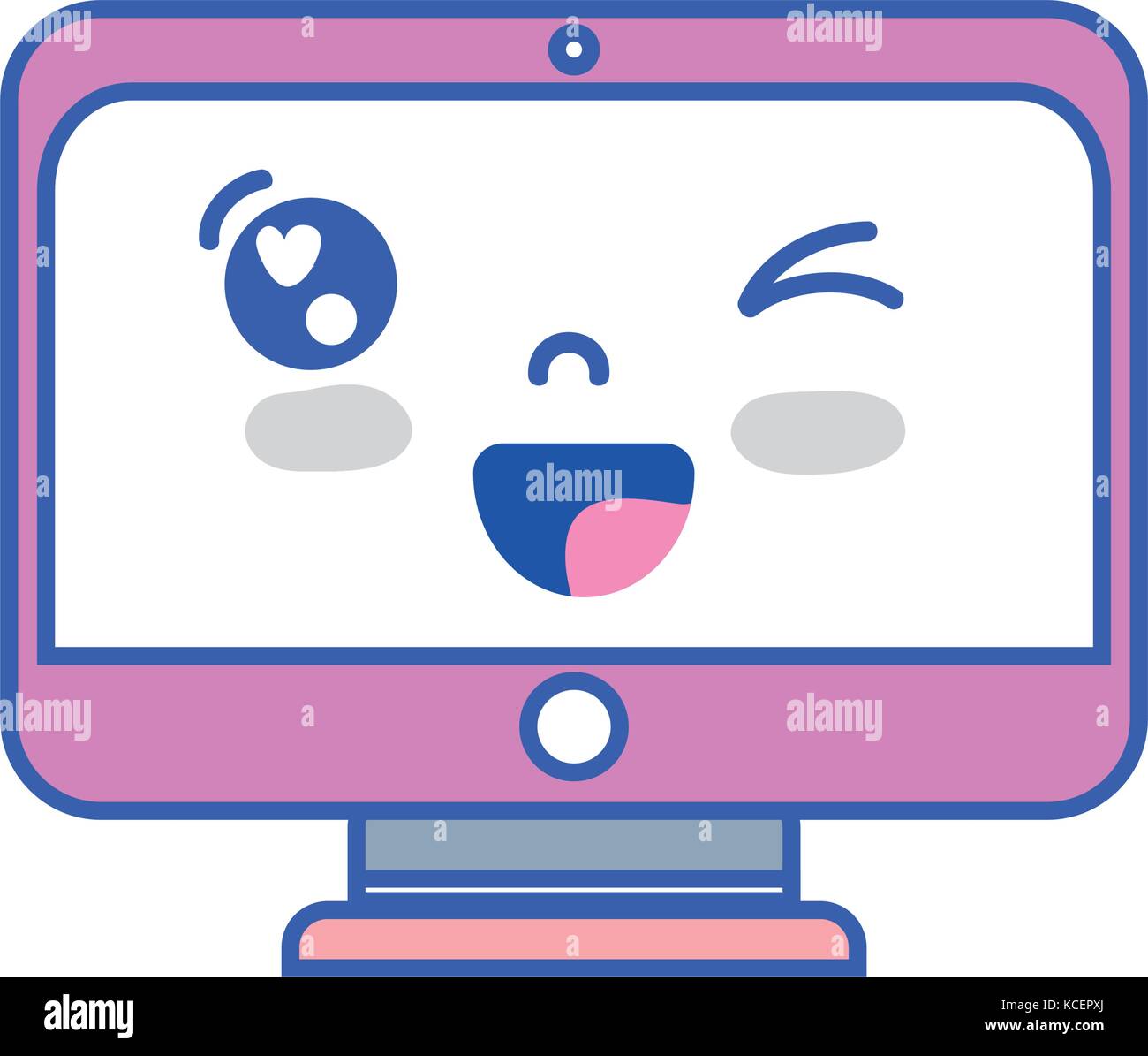 Monitor computer kawaii character vector hi-res stock photography and ...