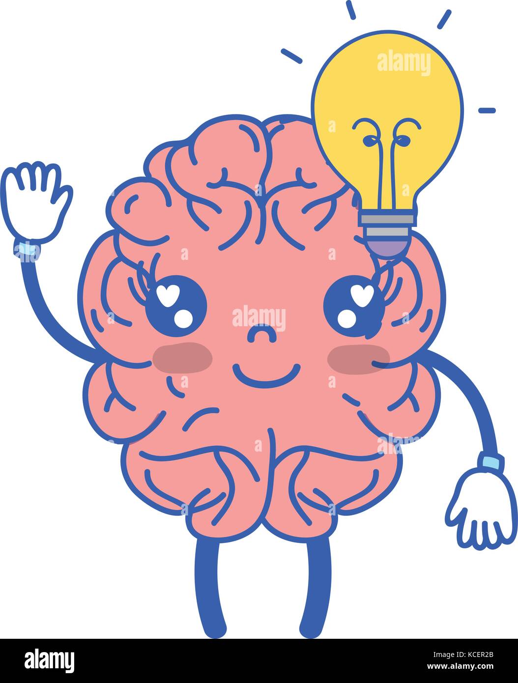 kawaii happy brain with bulb idea Stock Vector Image & Art - Alamy