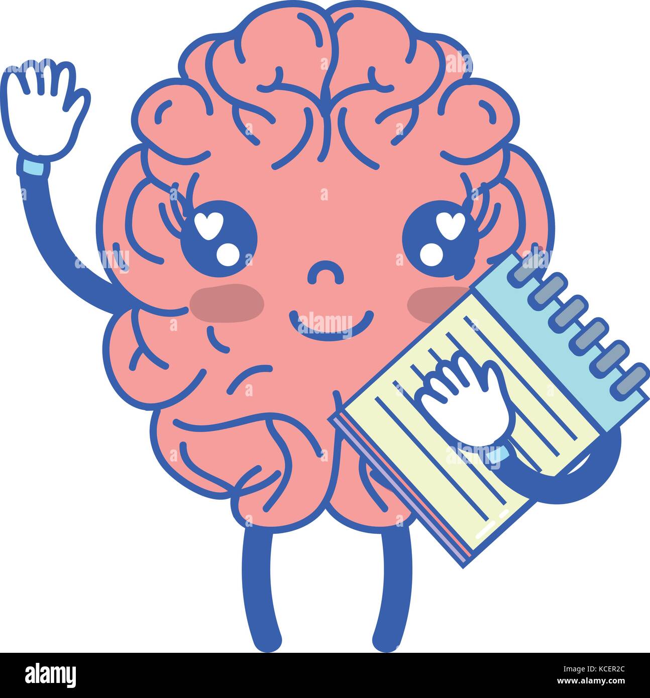kawaii happy brain with notebook tool Stock Vector Image & Art - Alamy