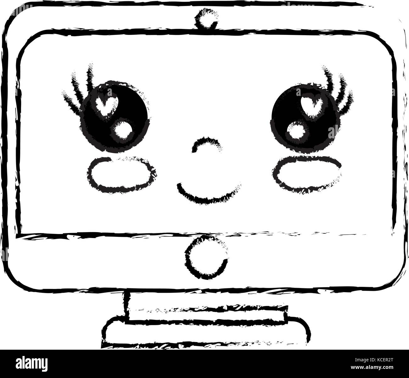 figure kawaii cute happy screen monitor Stock Vector Image & Art - Alamy