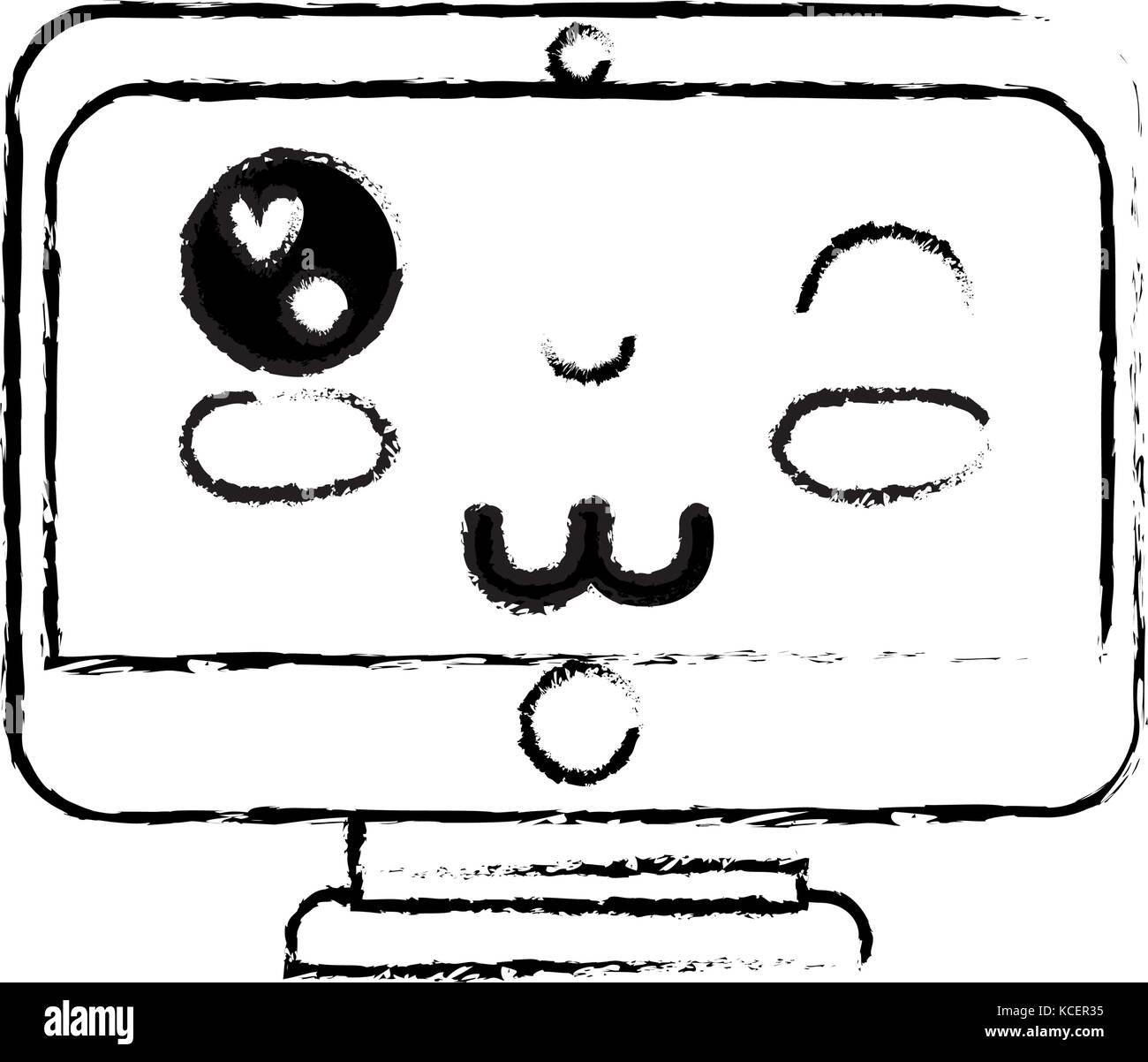 figure kawaii cute funny screen monitor Stock Vector Image & Art - Alamy
