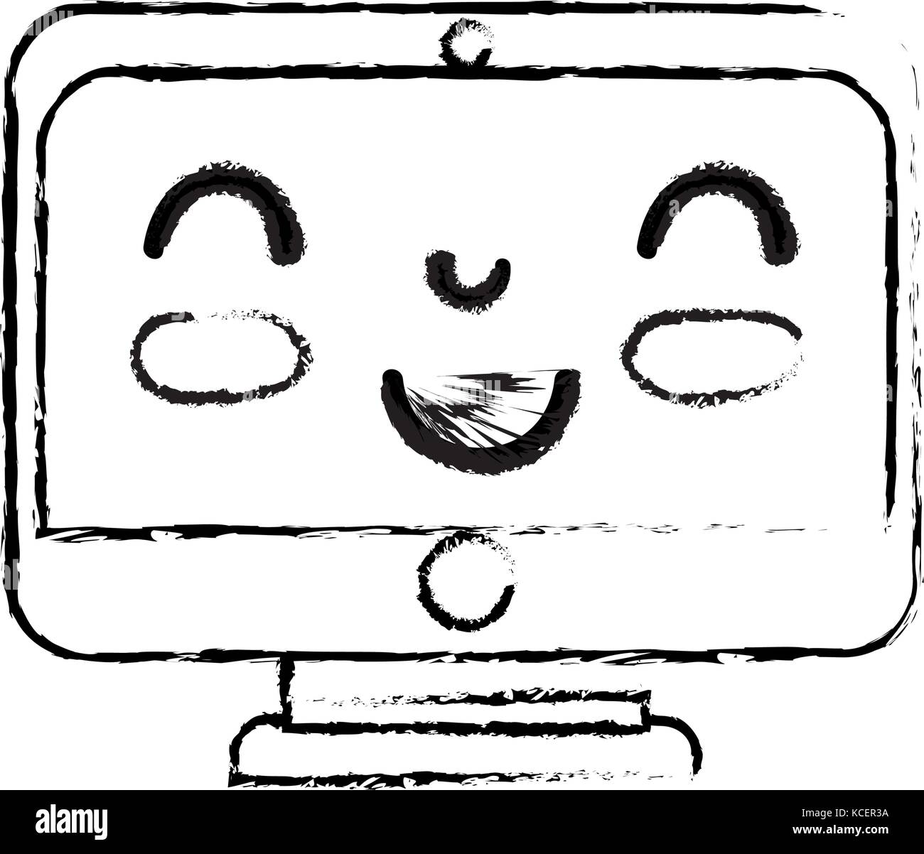 figure kawaii cute happy screen monitor Stock Vector Image & Art - Alamy