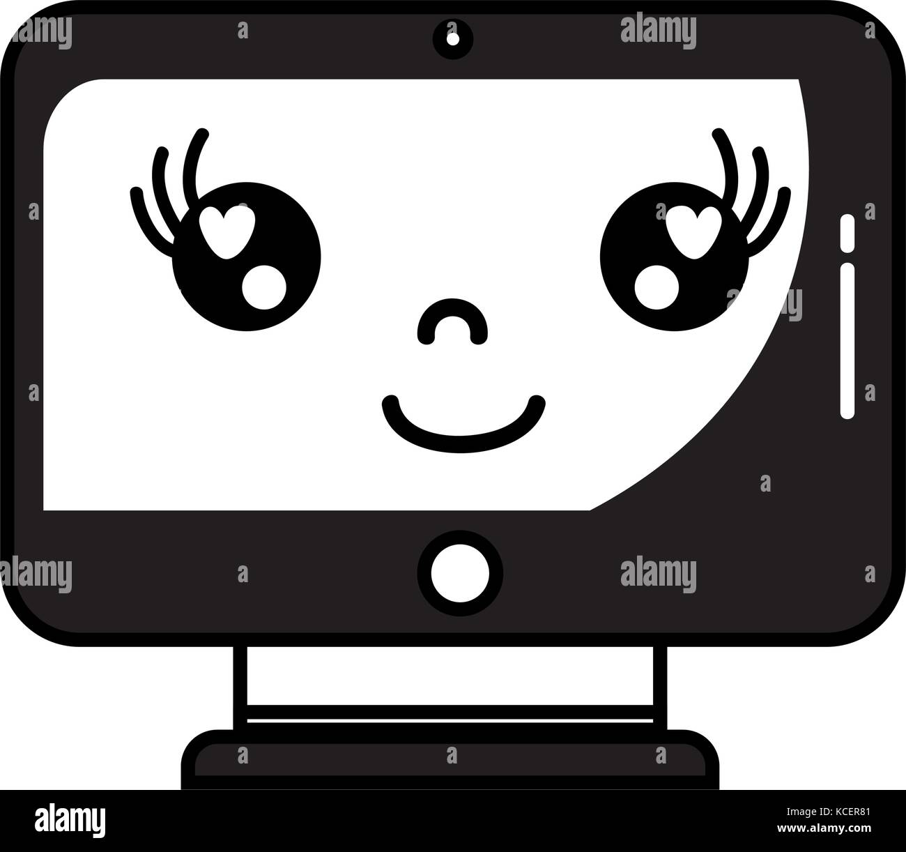 contour kawaii cute happy screen monitor Stock Vector Image & Art - Alamy