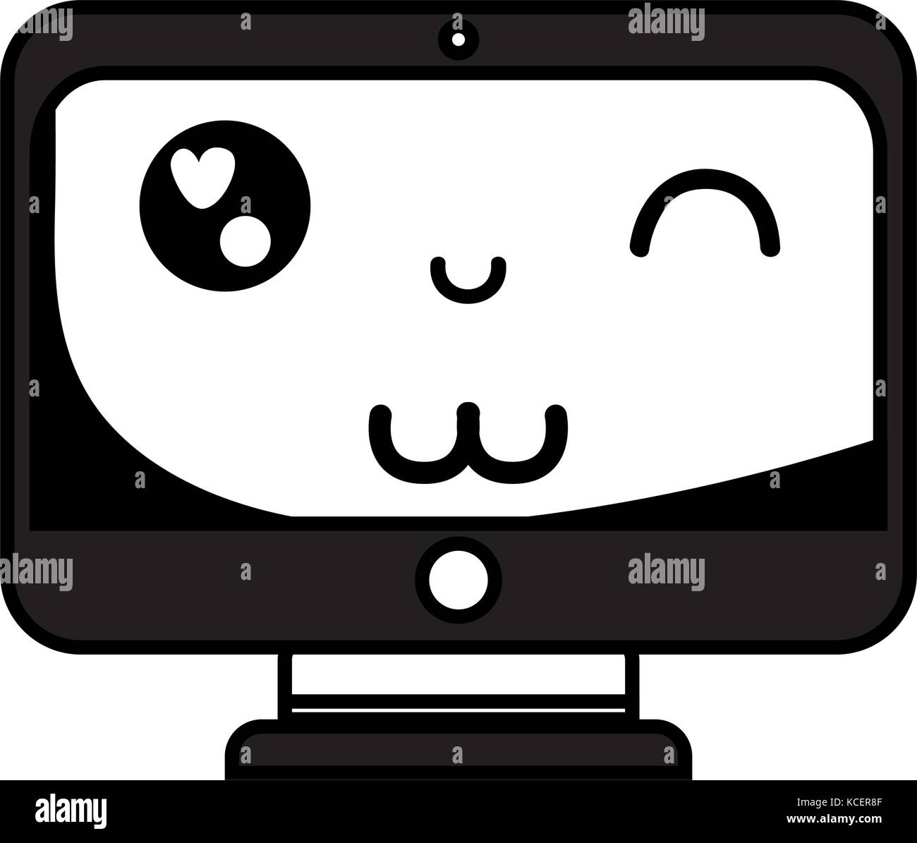 contour kawaii cute funny screen monitor Stock Vector Image & Art - Alamy