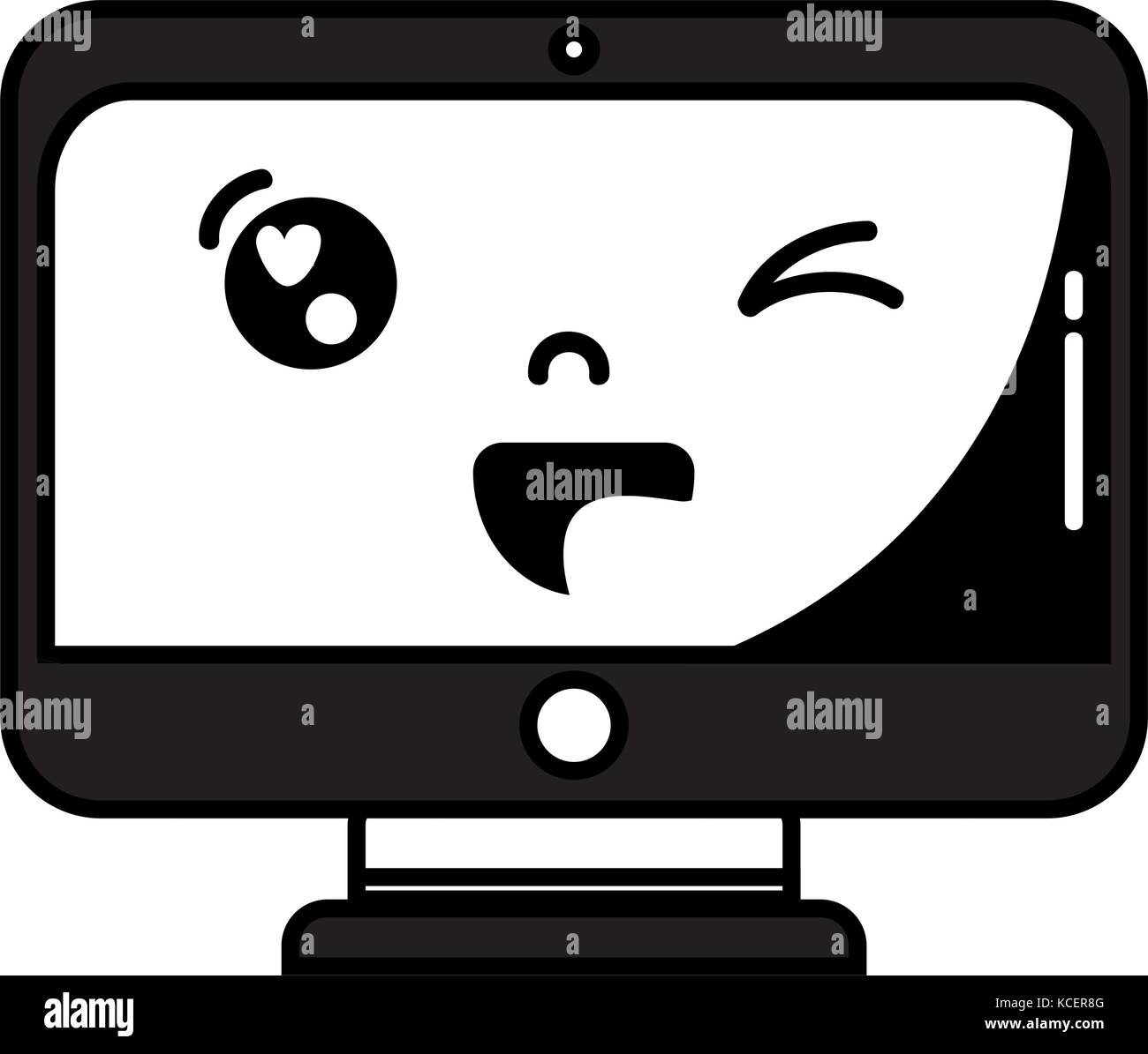 contour kawaii cute funny screen monitor Stock Vector Image & Art - Alamy