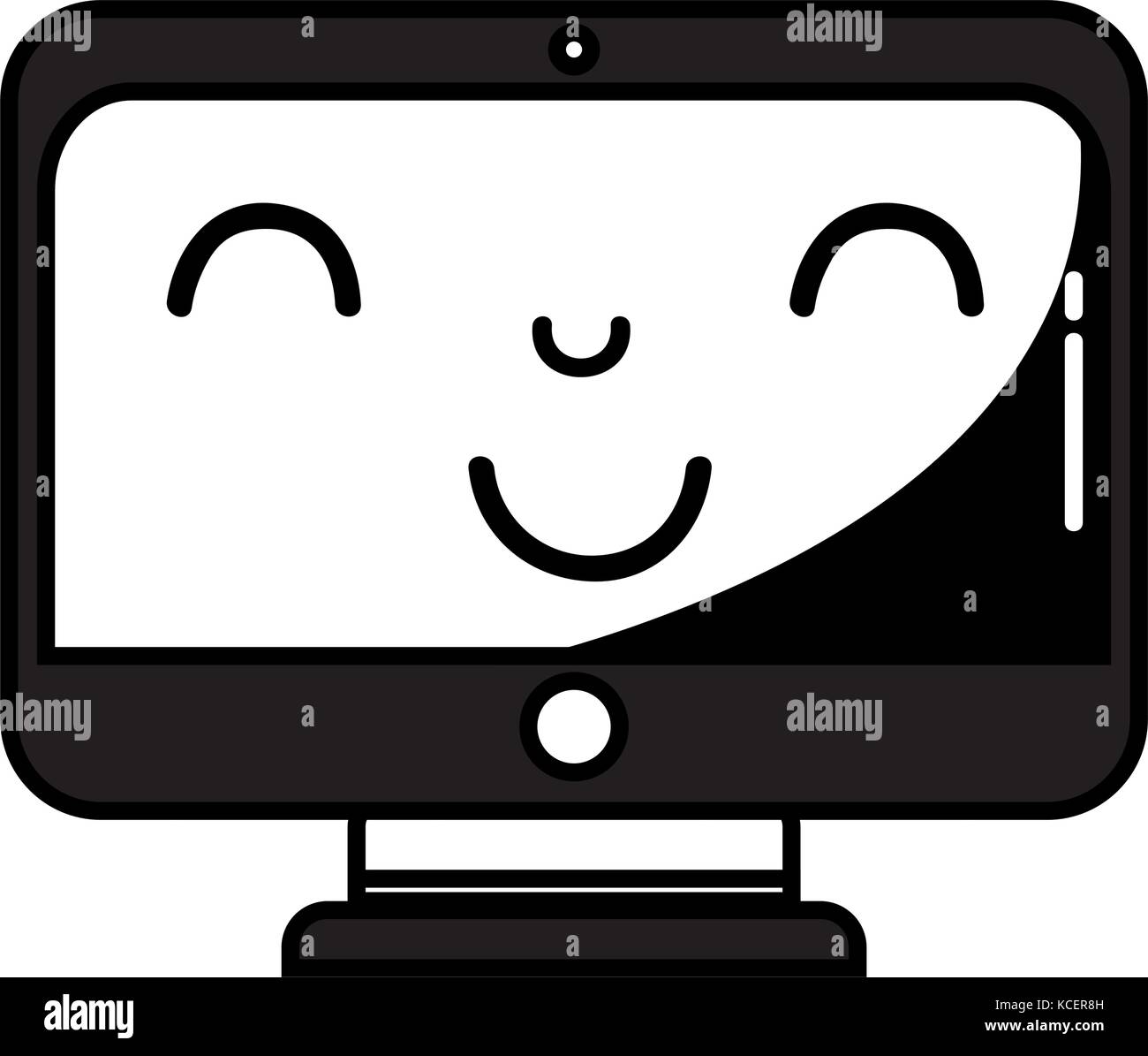 contour kawaii cute happy screen monitor Stock Vector Image & Art - Alamy