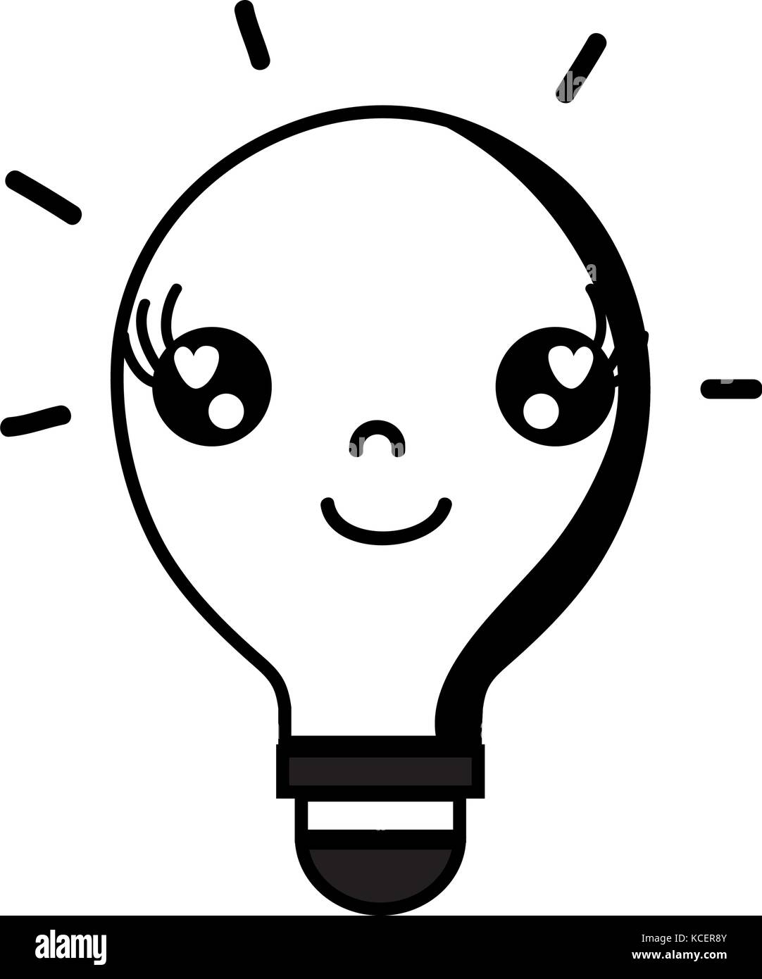 contour kawaii cute happy bulb idea Stock Vector Image & Art - Alamy