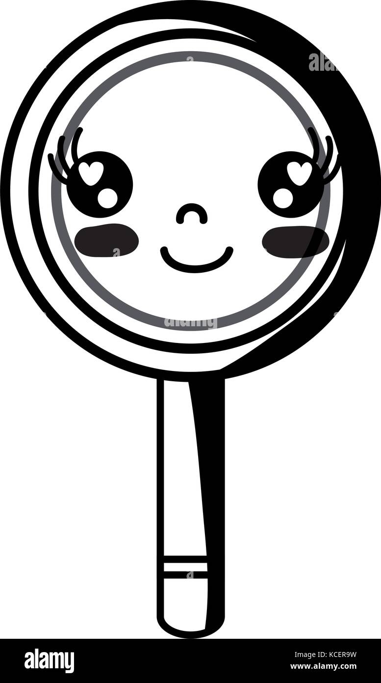 contour kawaii cute happy magnifying glass Stock Vector Image & Art - Alamy