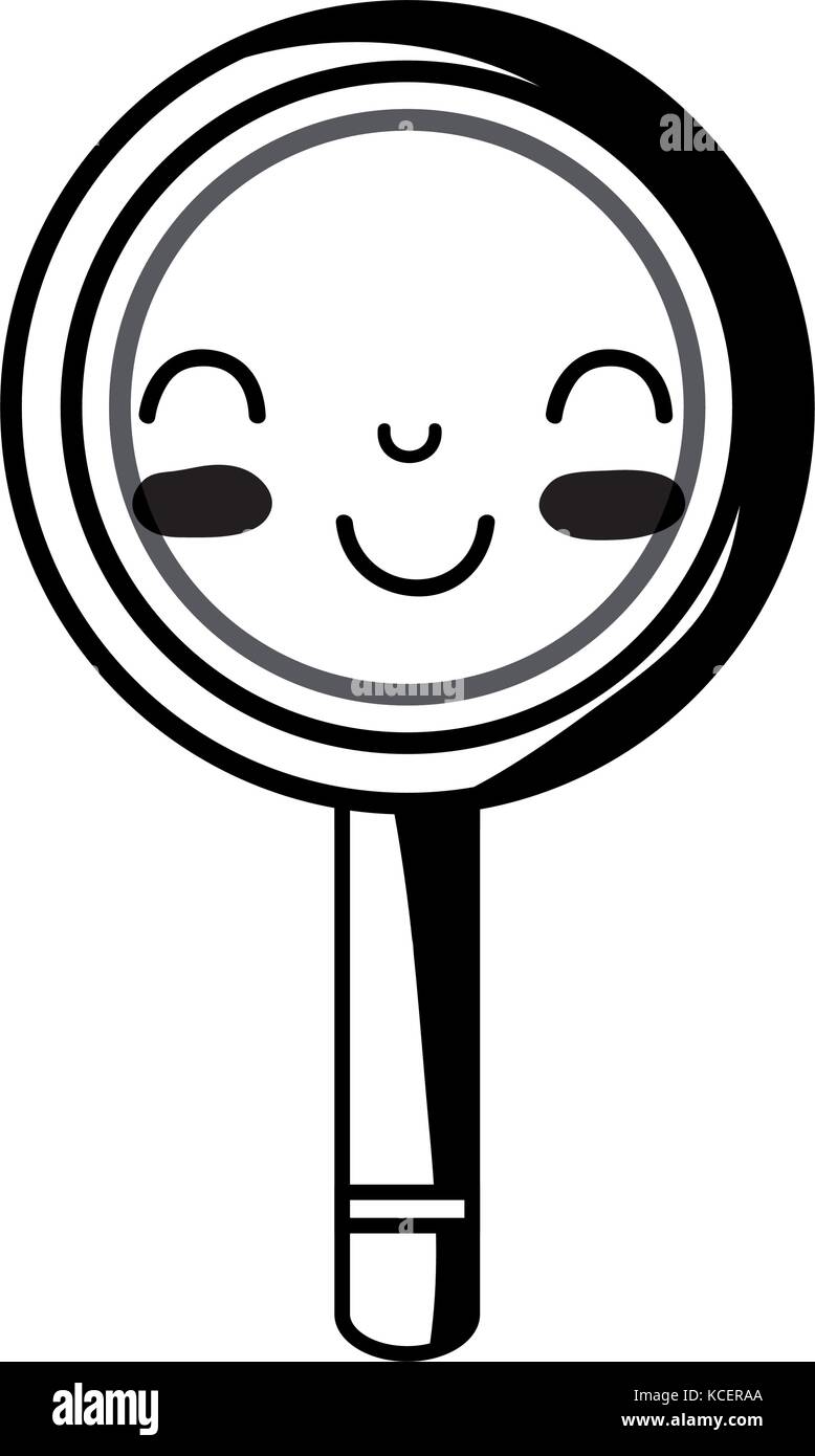 contour kawaii cute happy magnifying glass Stock Vector Image & Art - Alamy