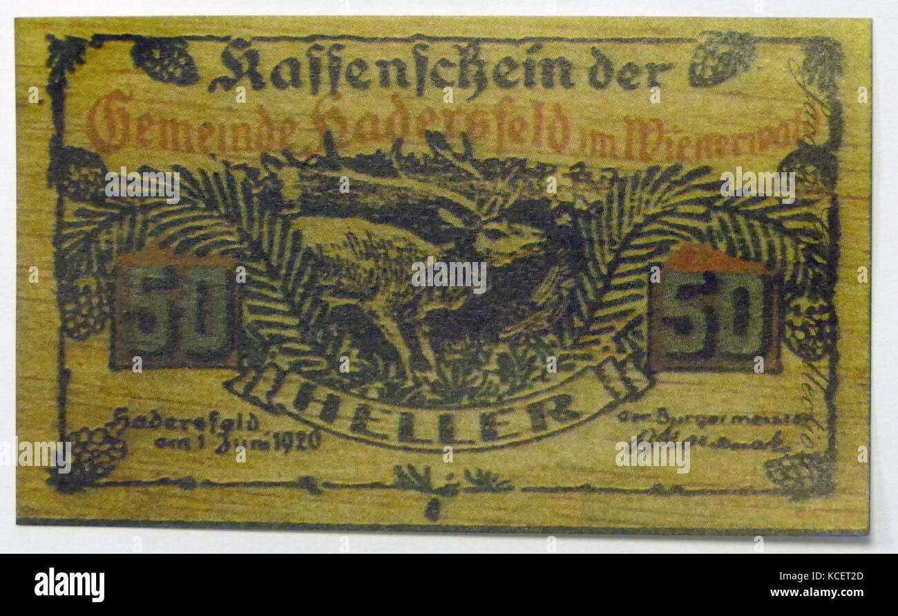 Austrian Notgeld 50 Austrian Schillings. In the 1920's both Germany and ...