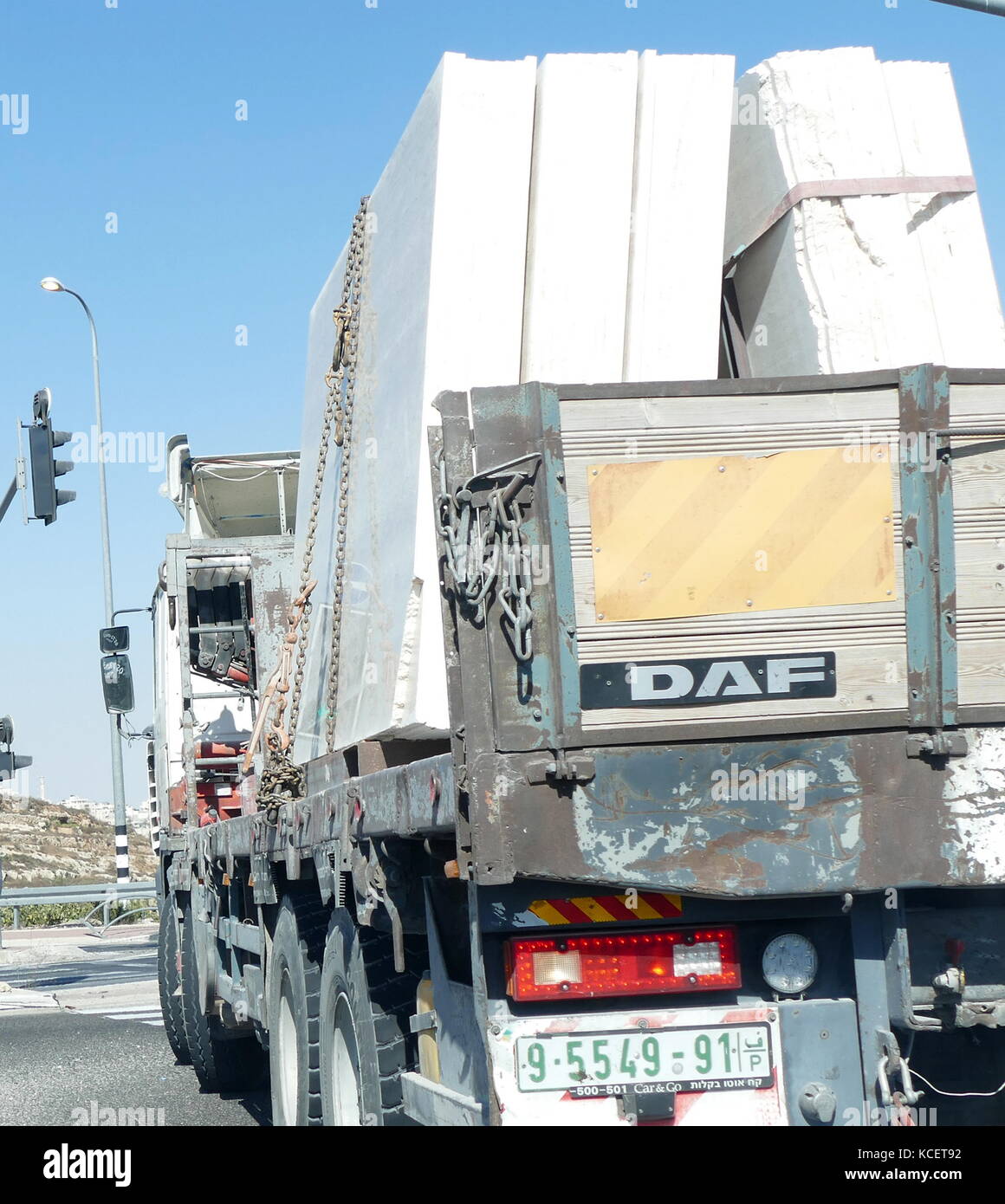 Palestinian lorry loaded with Plasterboard for construction projects ...
