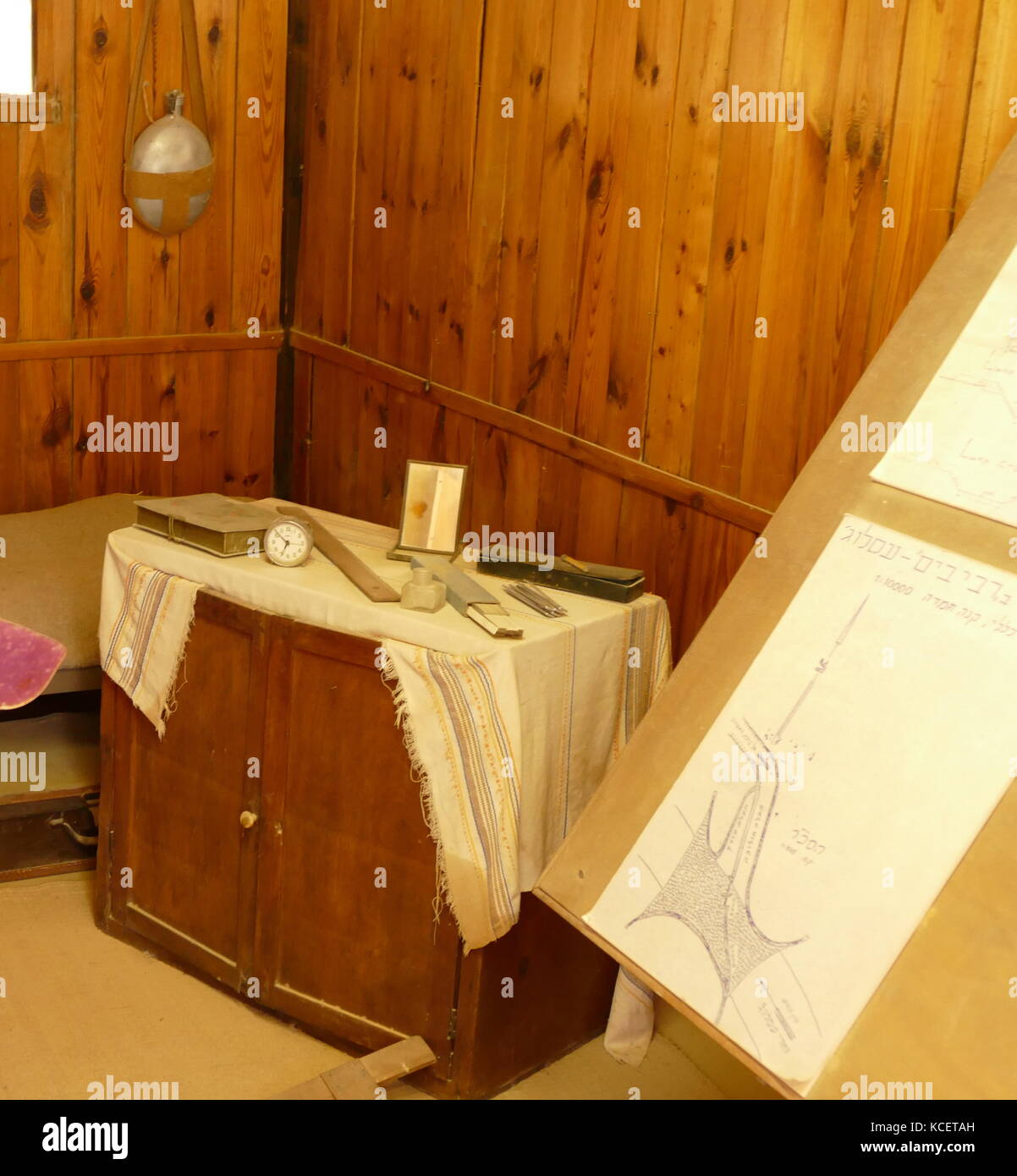 Room inside the Mizpe Revivim Fortress, in kibbutz Revivim in the Negev ...