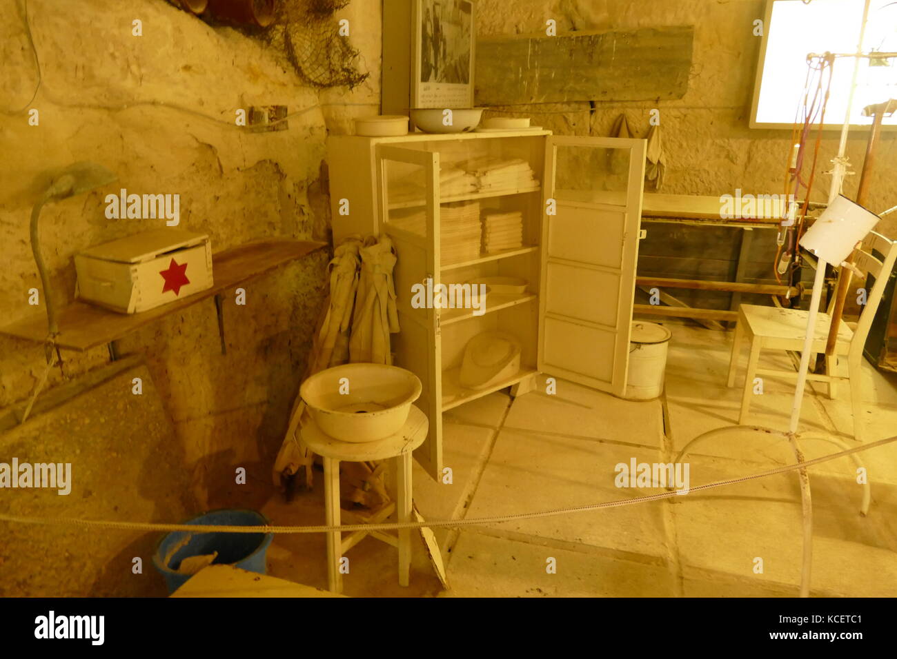 An underground cave provided a medical room inside the Mizpe Revivim ...