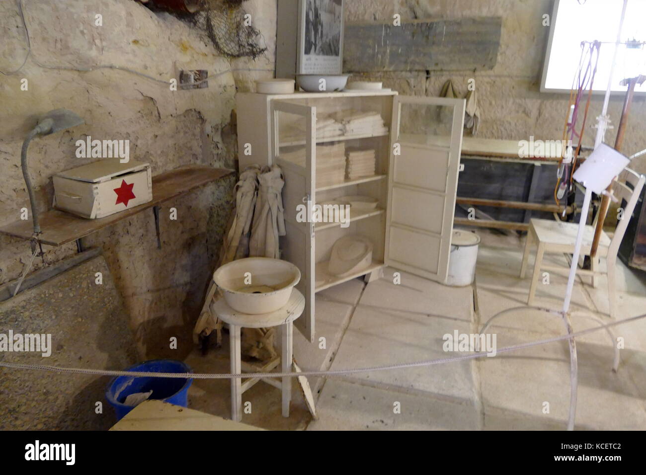 An underground cave provided a medical room inside the Mizpe Revivim ...