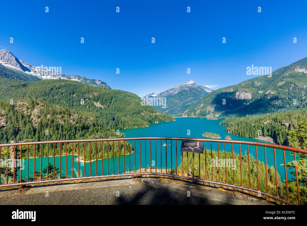 Diablo Lake from overlook is a reservoir in the North Cascade mountains ...