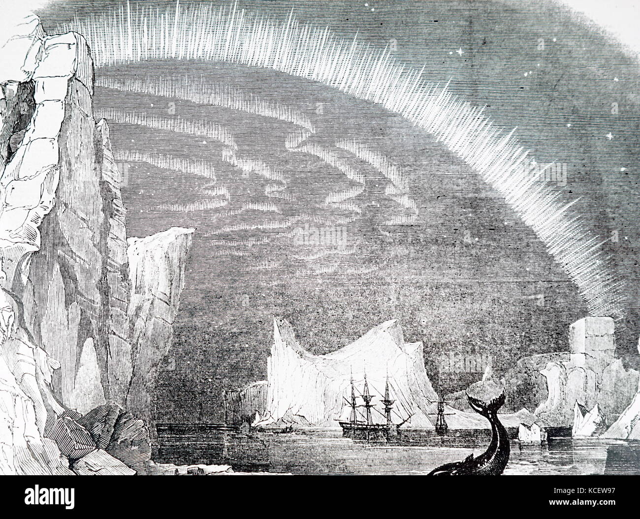 Illustration depicting the Aurora Borealis observed during the Franklin ...