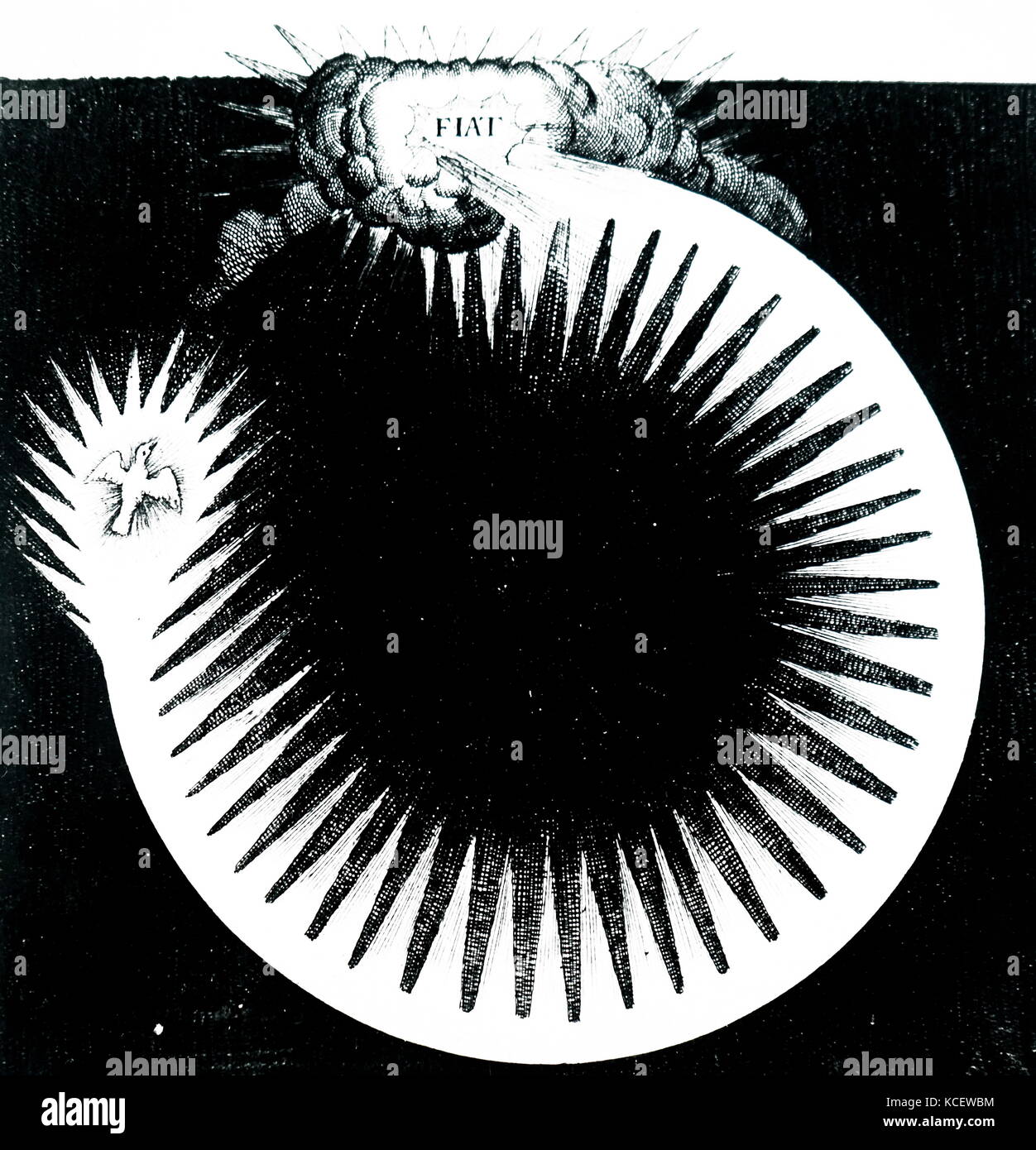 The creation of the universe: from a cloud representing God the Father ...