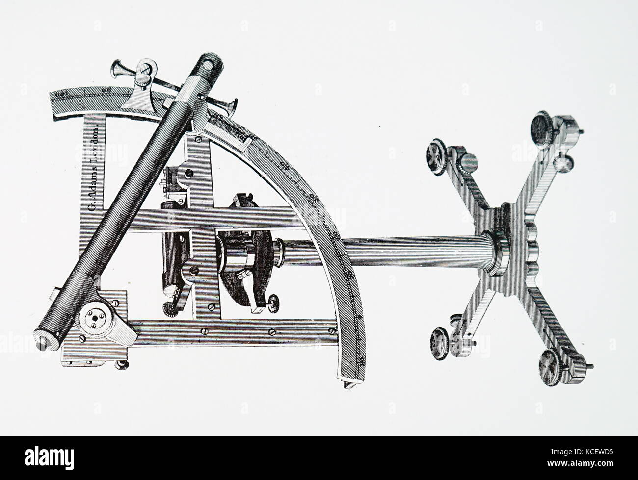 Illustration of an astronomical quadrant, an instrument used to measure ...